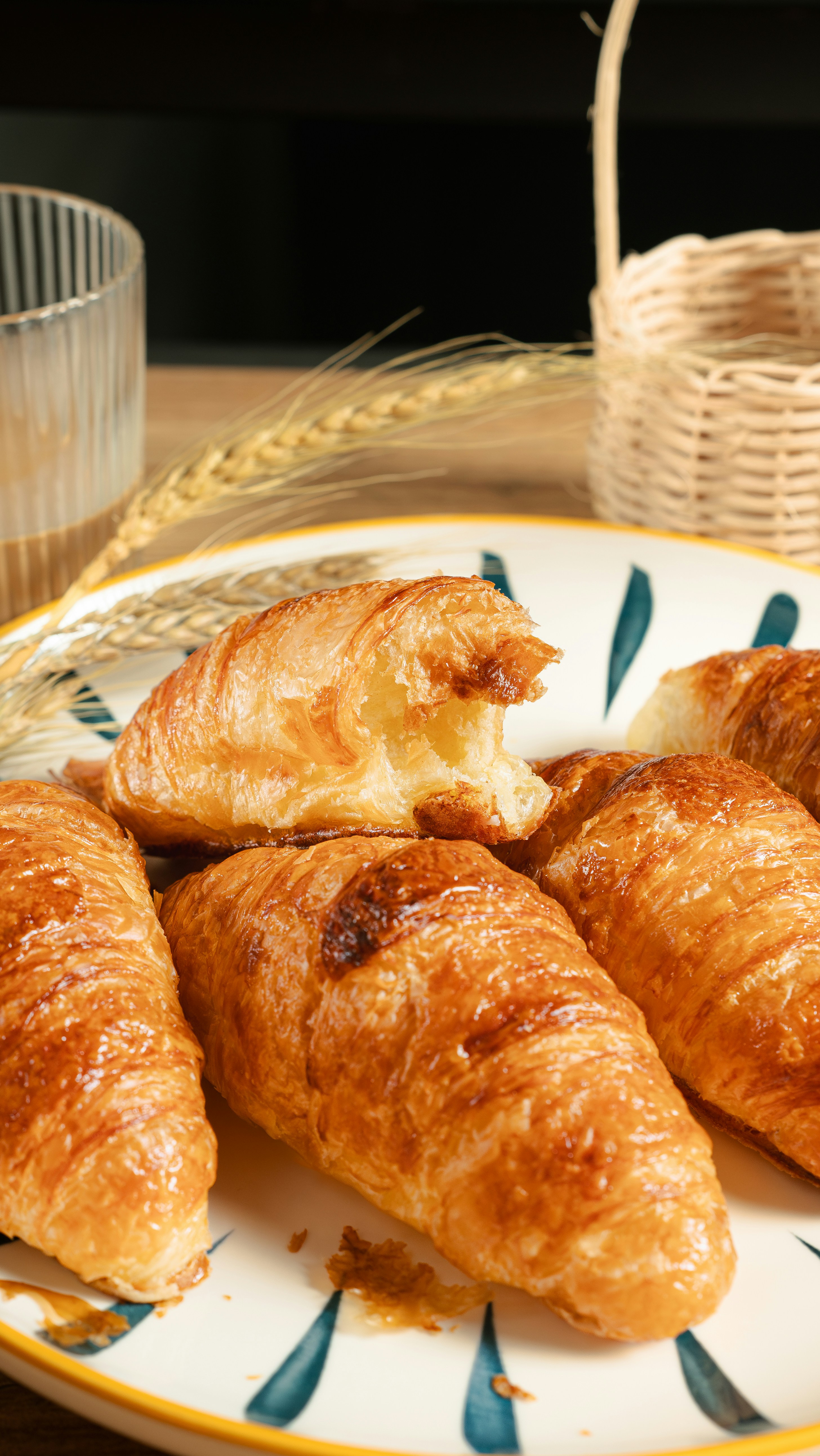 Croissants on a Plate: Golden Layers and Morning Light
