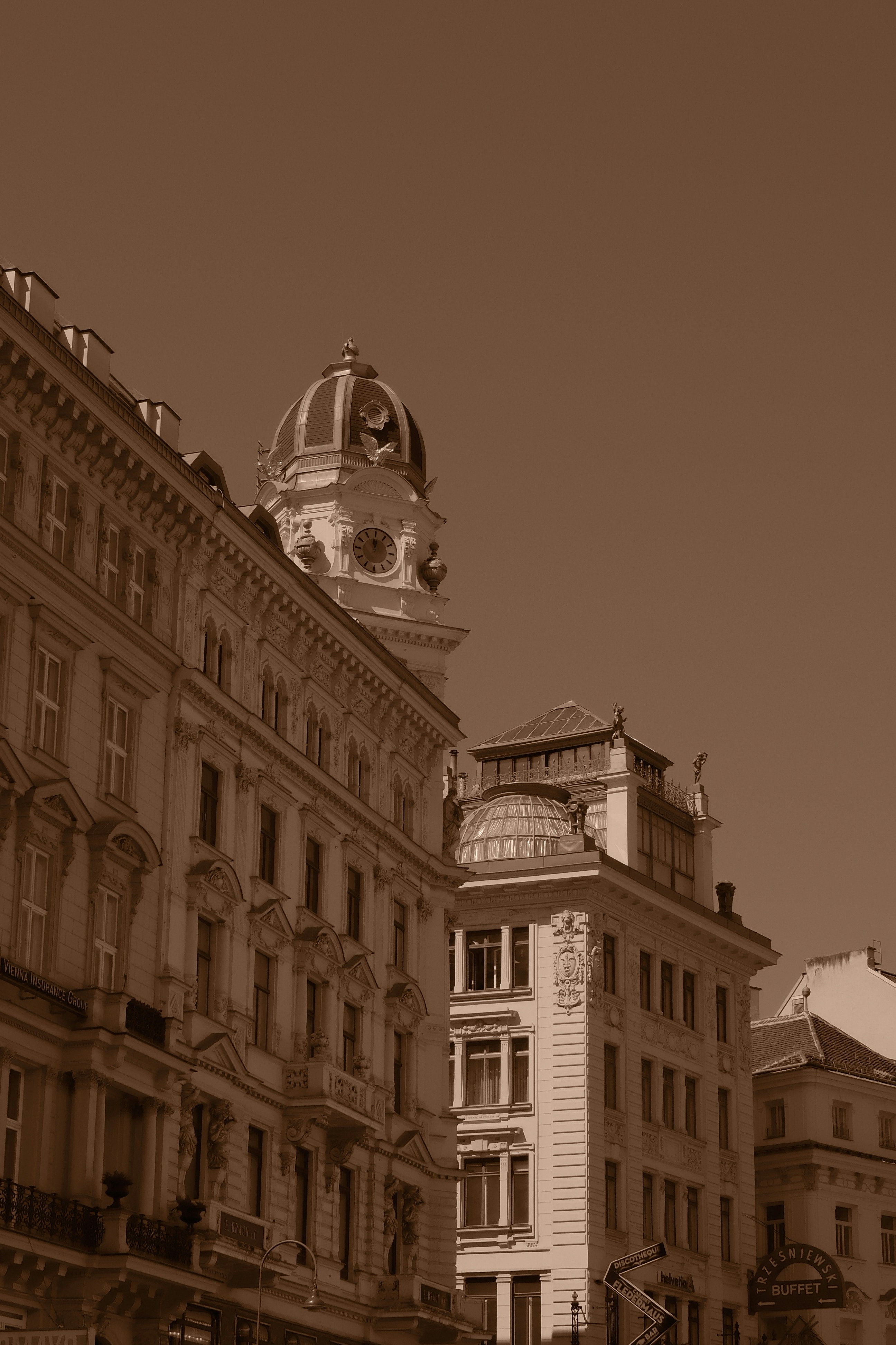 Sepia City Clocktower: Architectural Grandeur in Soft Focus