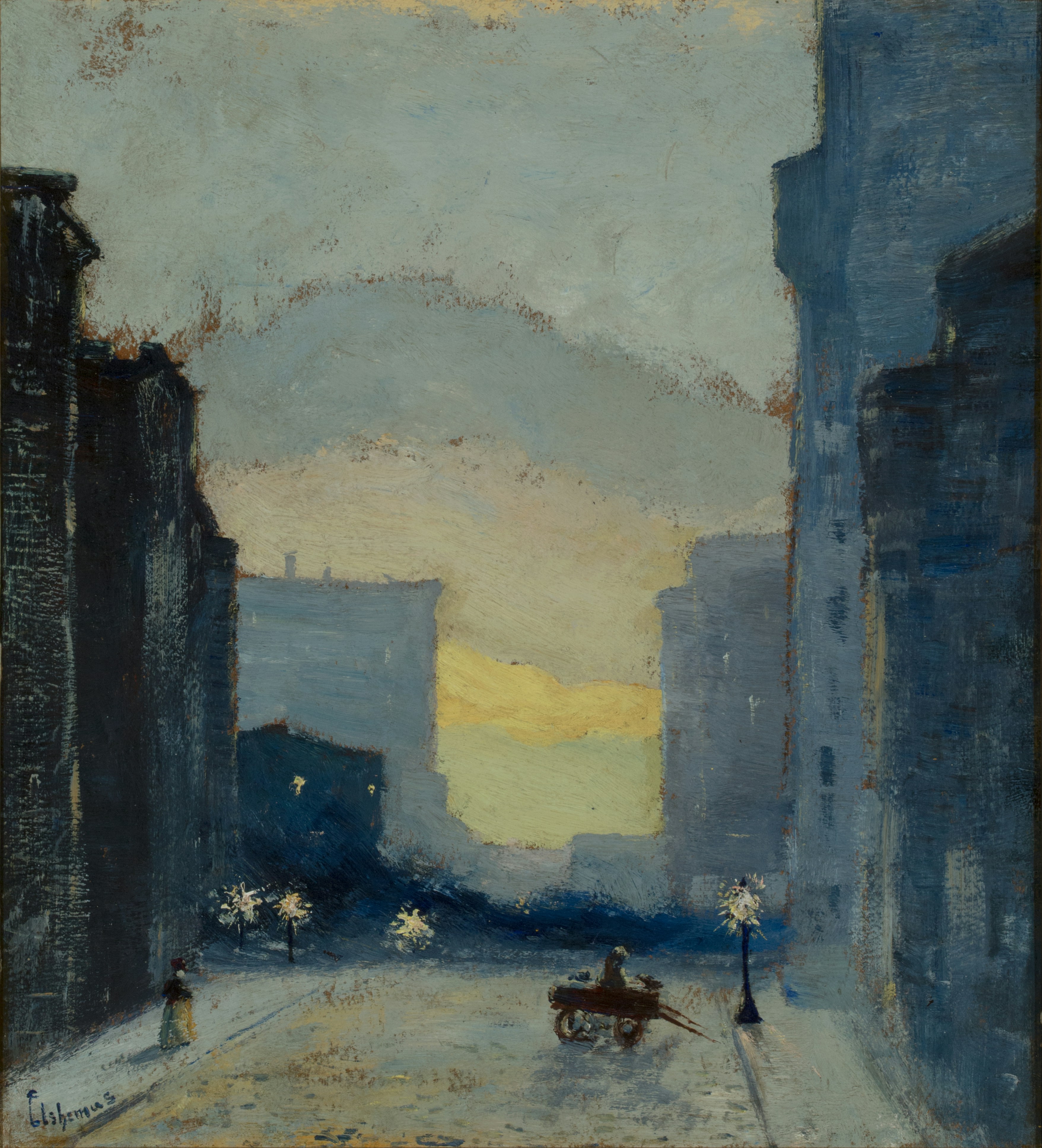 Sunlit Gap Over a Winter Street