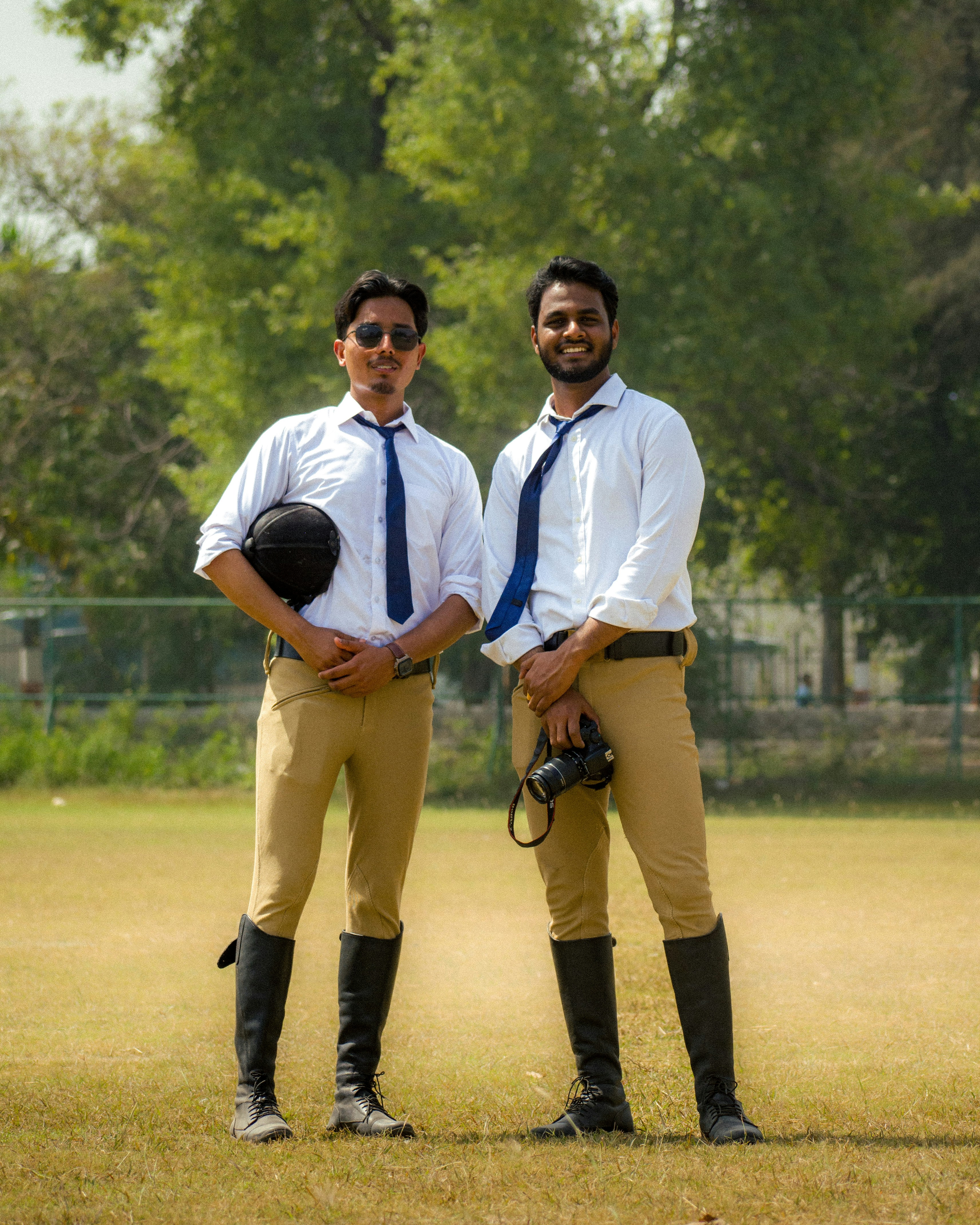 Two Schoolmates in Field Gear: Ready for the Shot