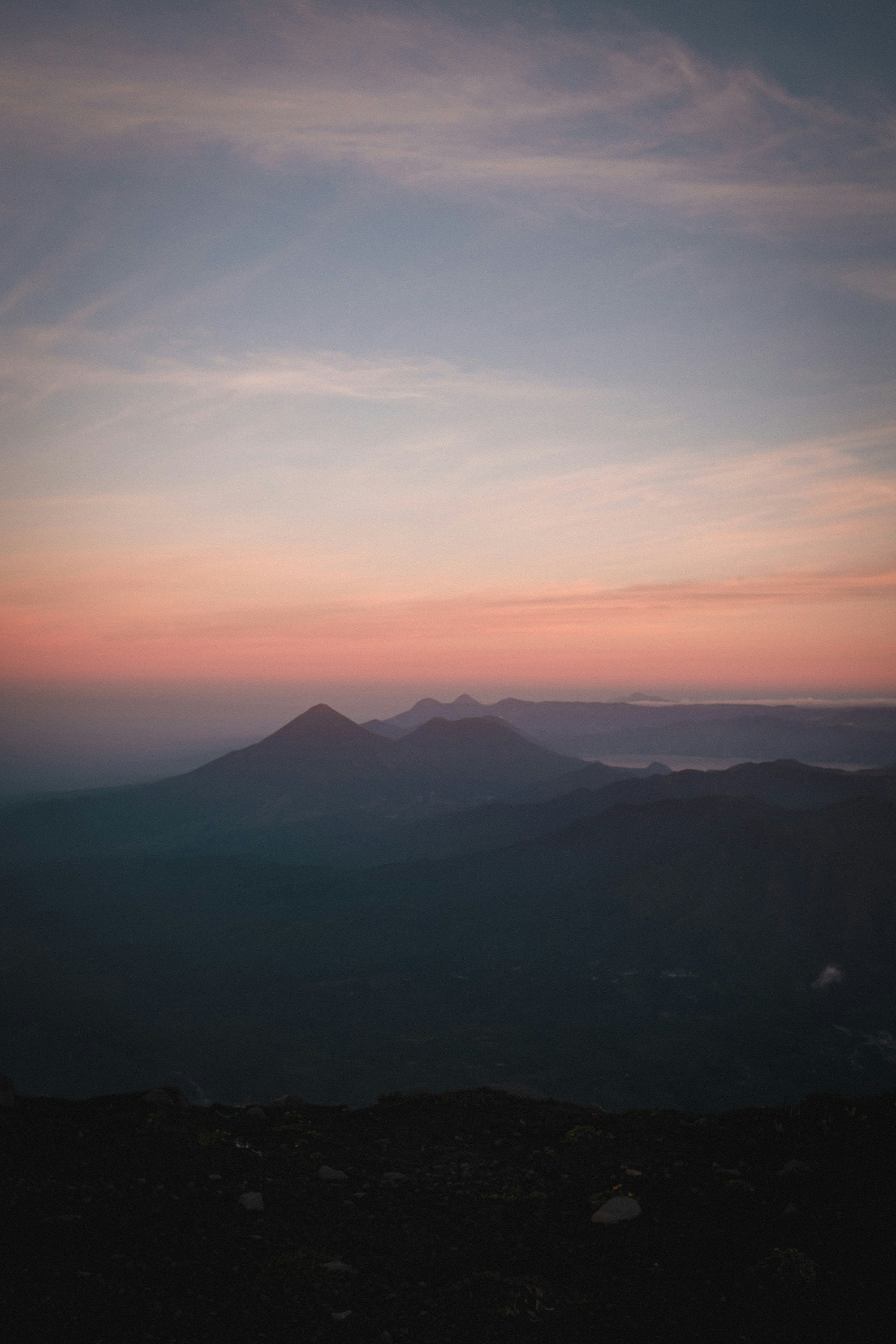 Distant Peaks at Dusk: Silhouettes in a Velvet Sky