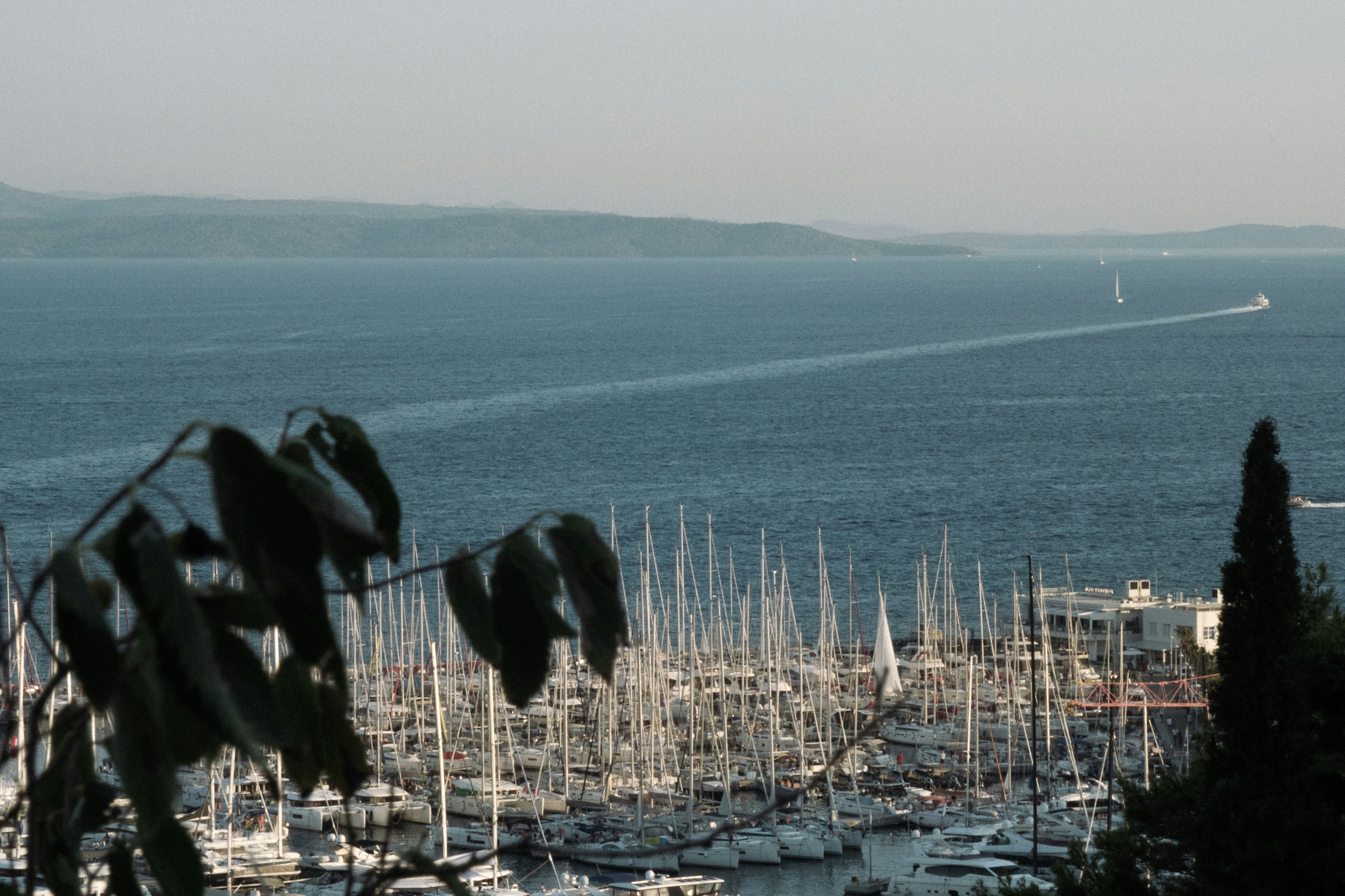 Harbor Lines Under a Distant Wake