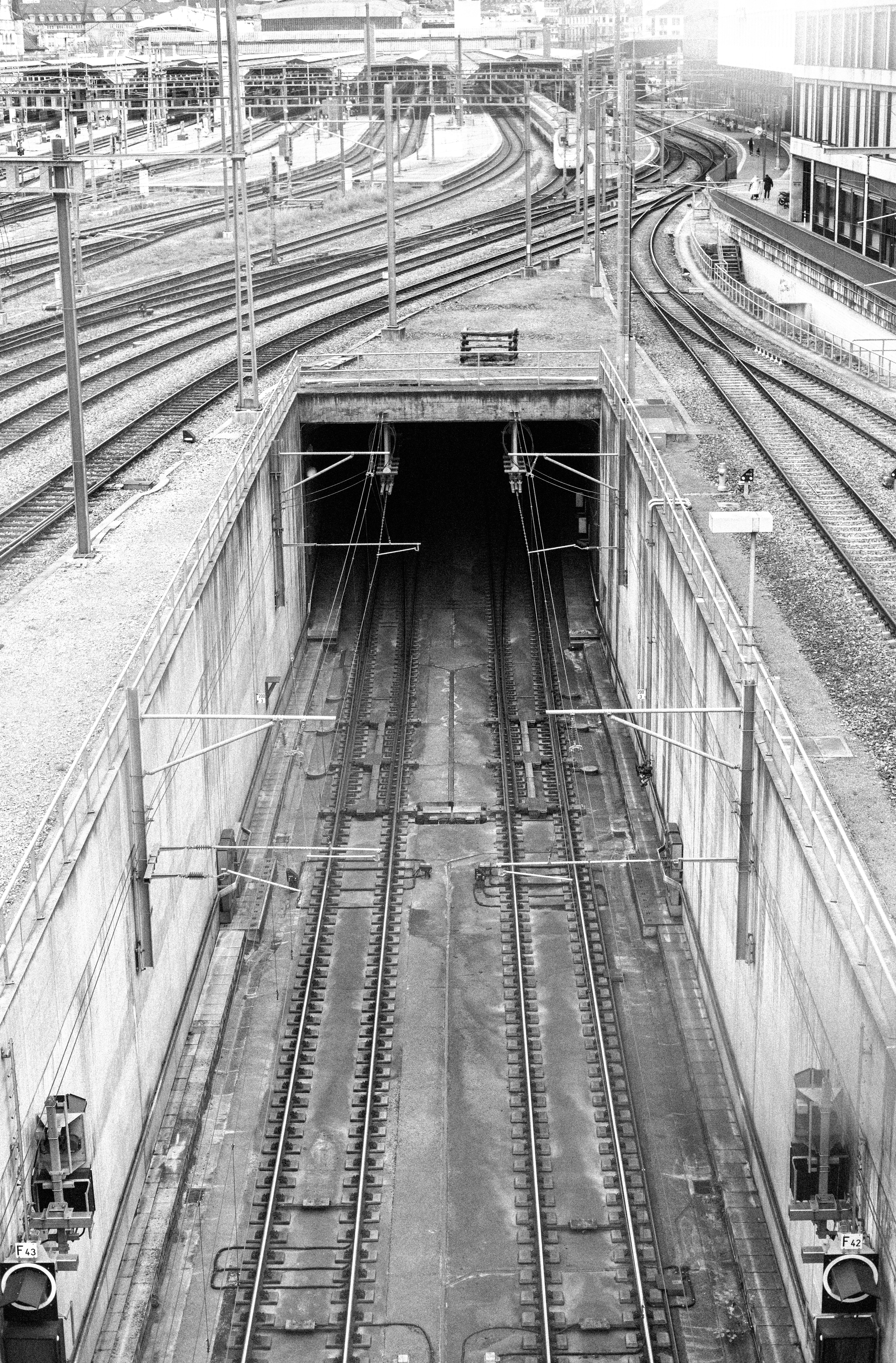 Underground Rails Stretch: A Monochrome Descent into the Tunnel