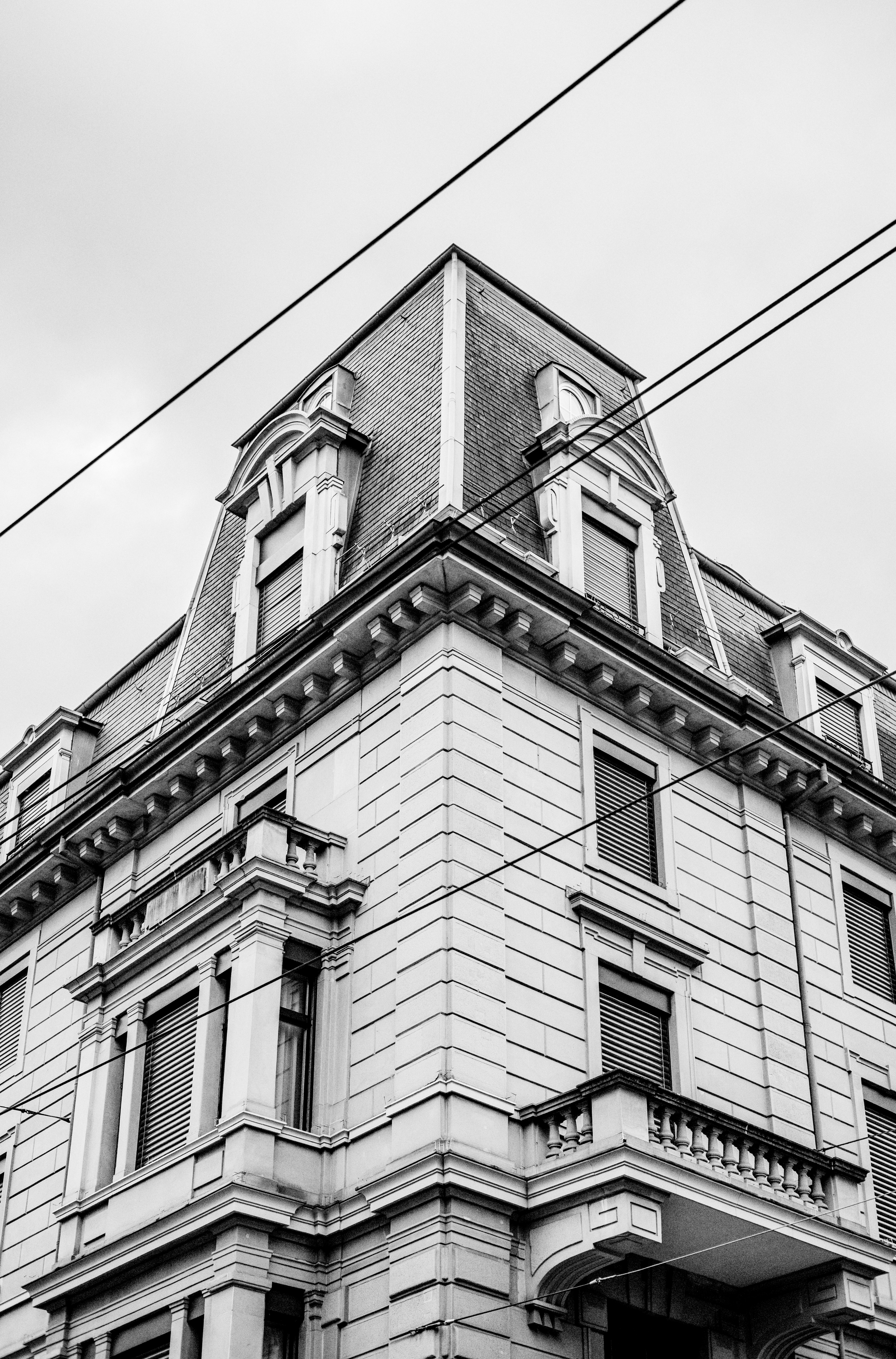 Cornerstone of Charm: A Monochrome Facade under Taut Cables