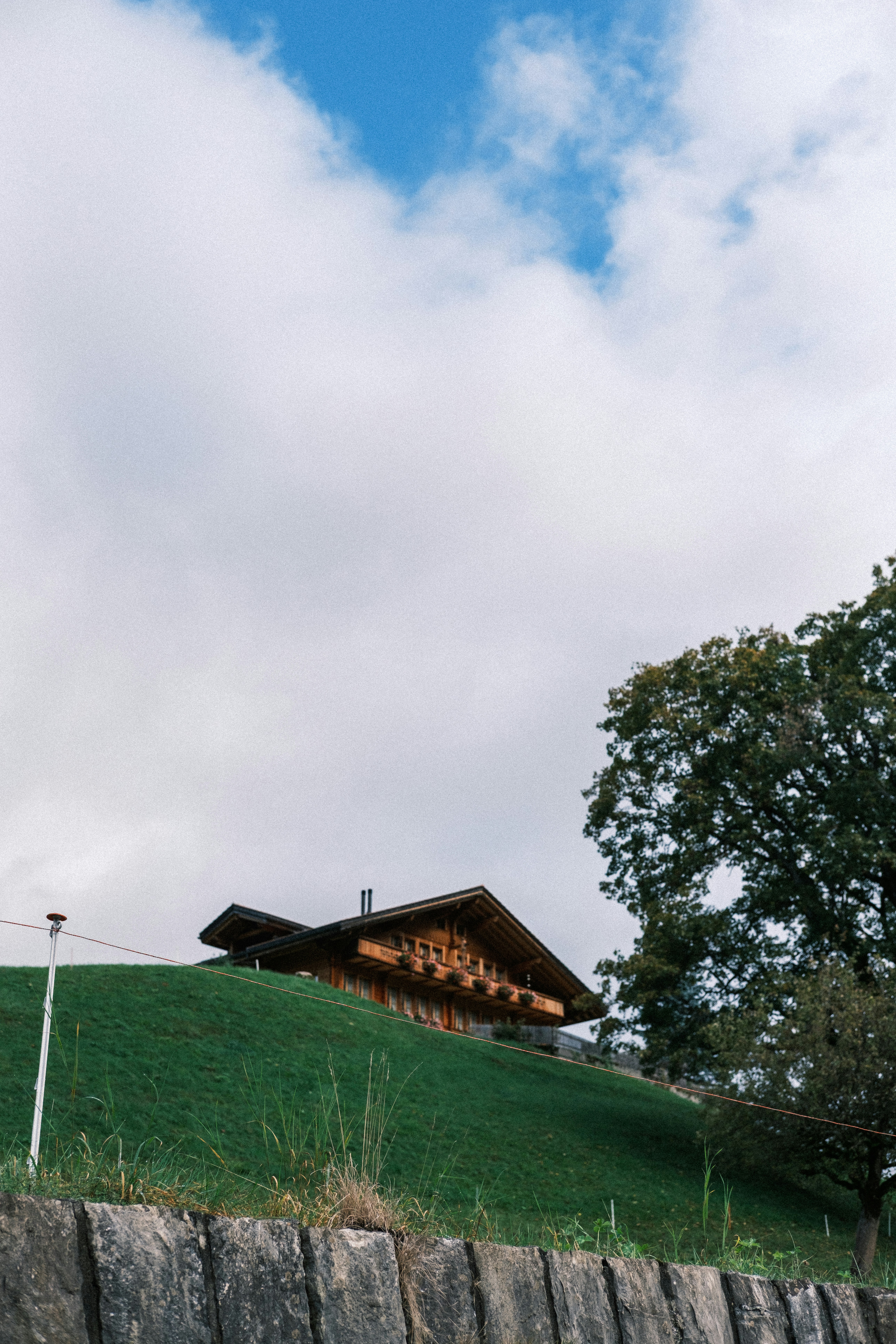 Sloped Cabin Watcher on a Lush Hill
