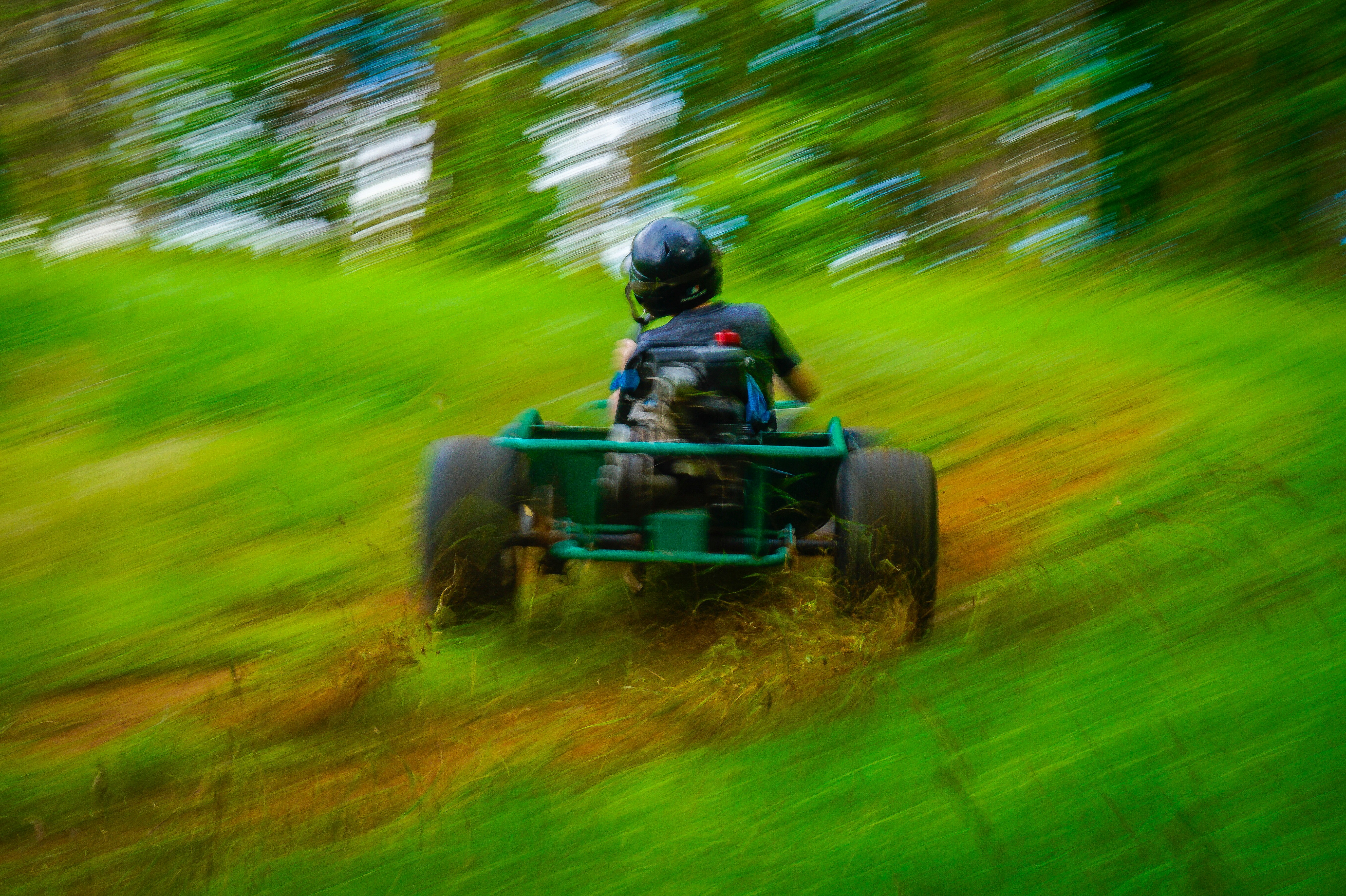 Rush on Green: Off-Road Go-Kart in a Blur of Speed