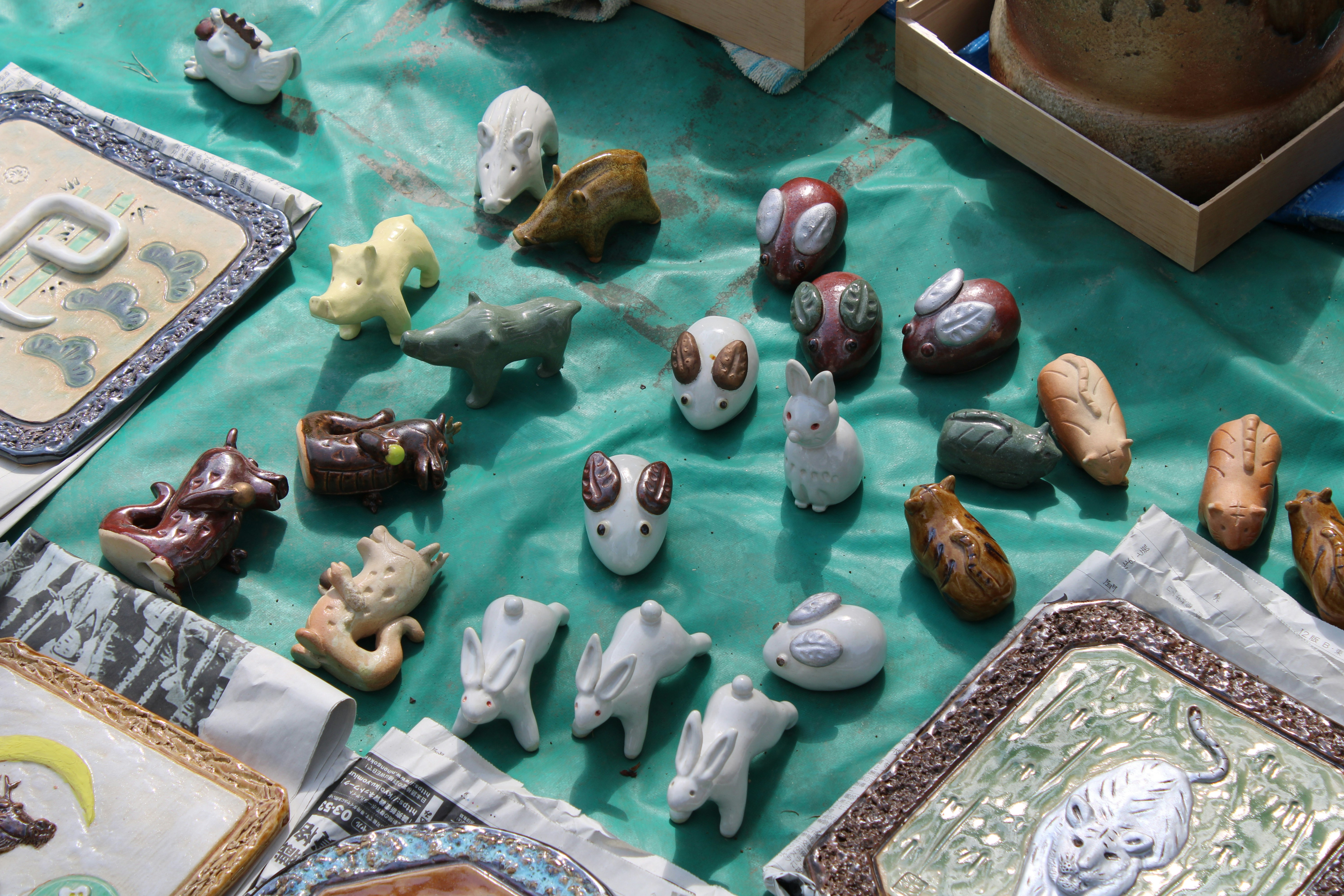 Tiny Ceramic Zoo at a Market Stall