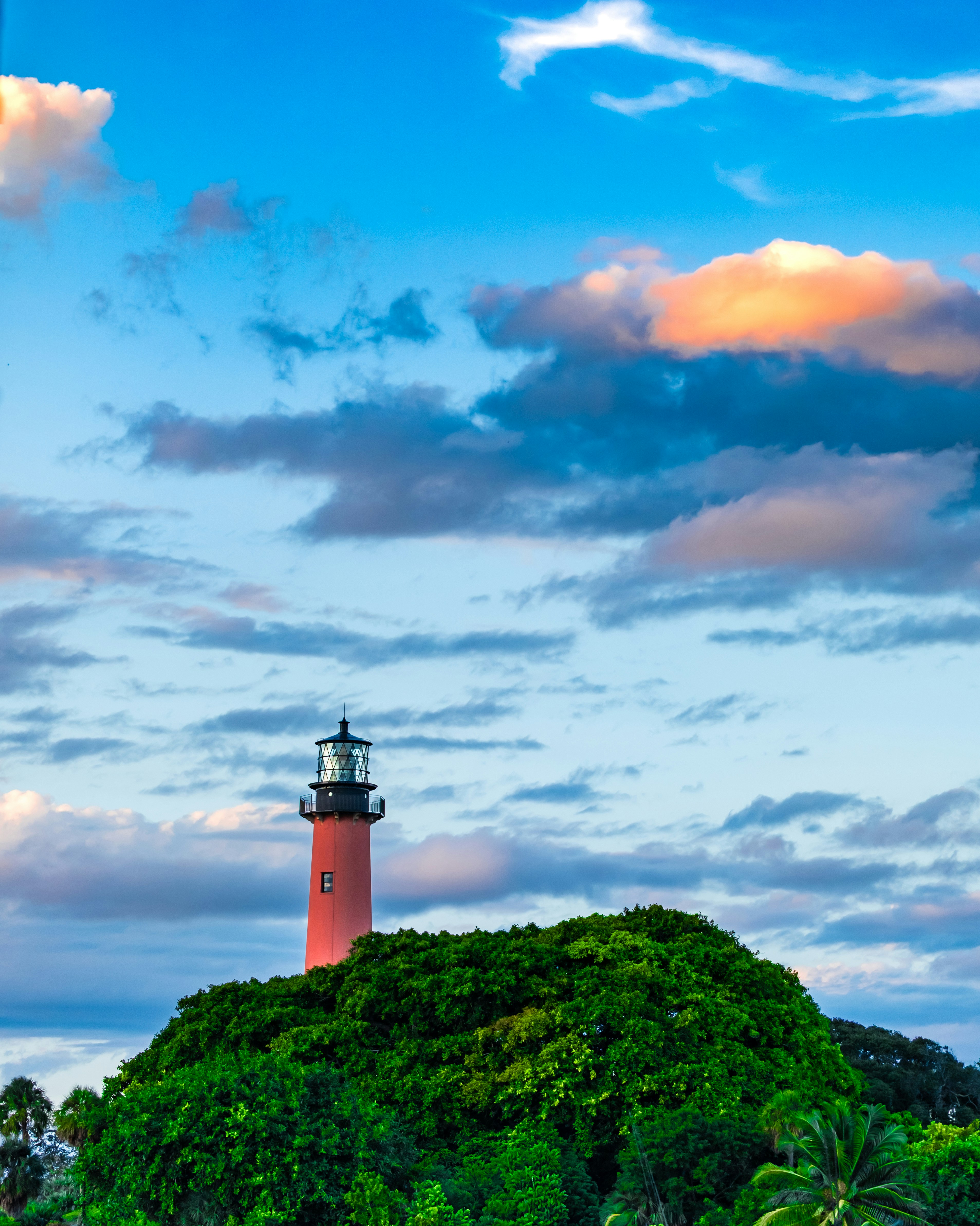 Lighthouse Above the Green Crown at Dusk