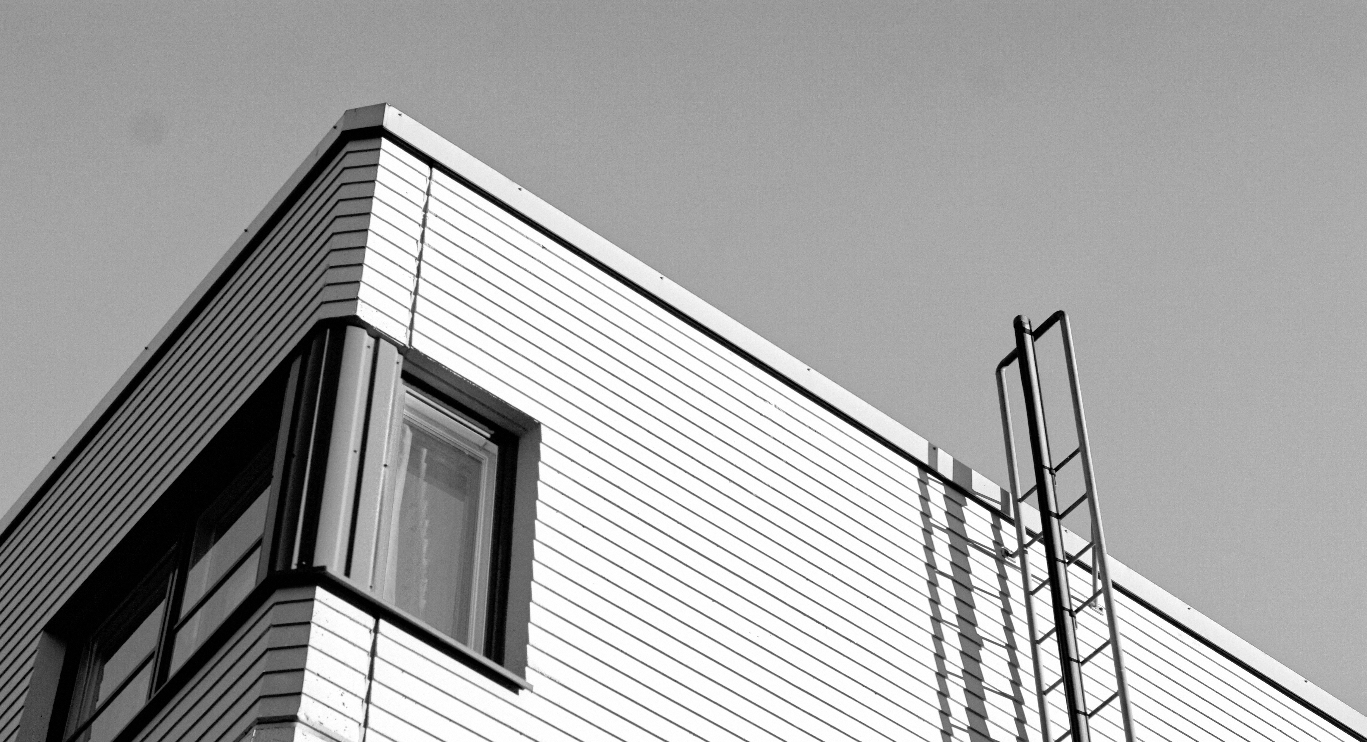 Angular Facade: Monochrome Edge of a Modern Building