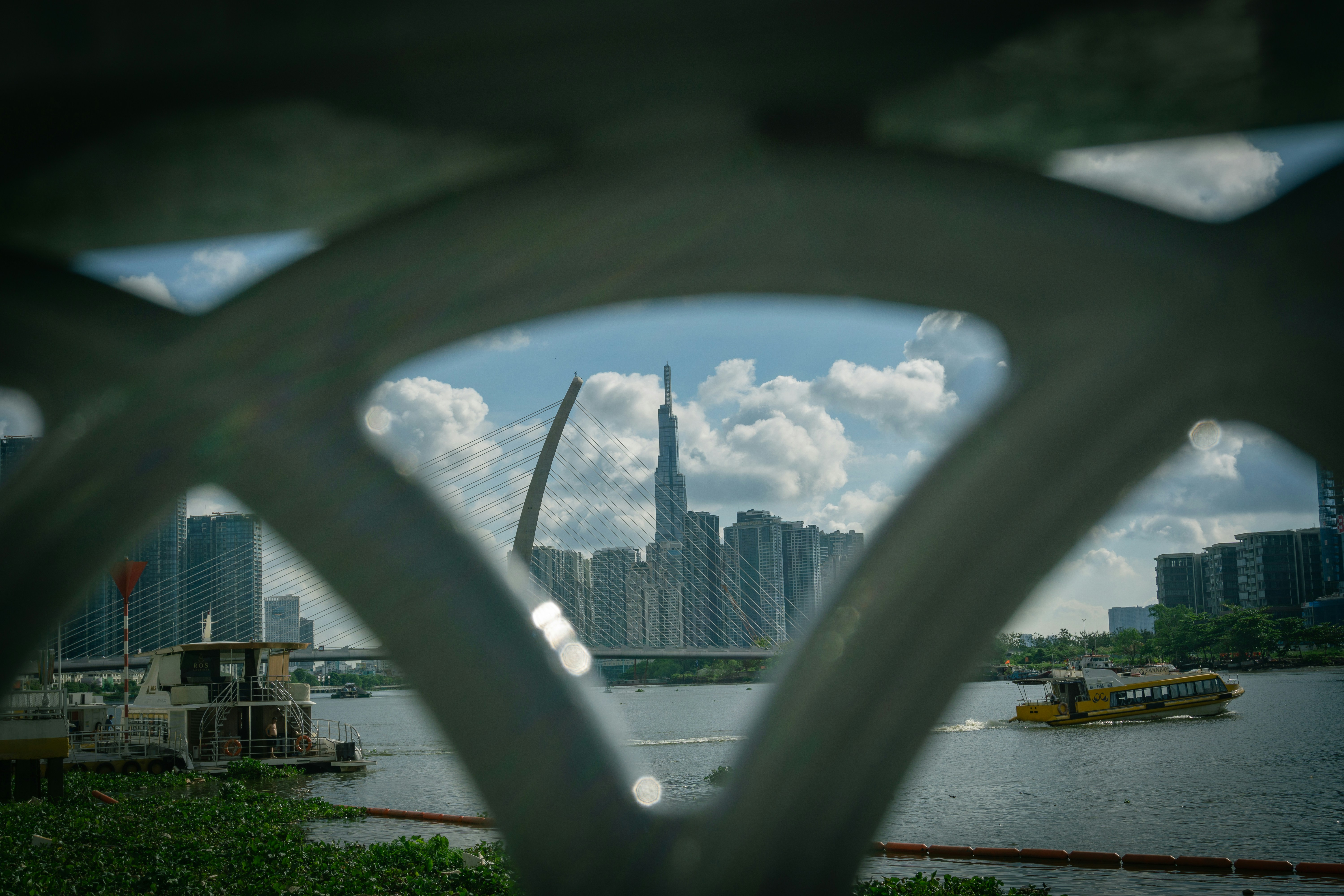 Through the Frame: City Skyline Framed by a Circular Window