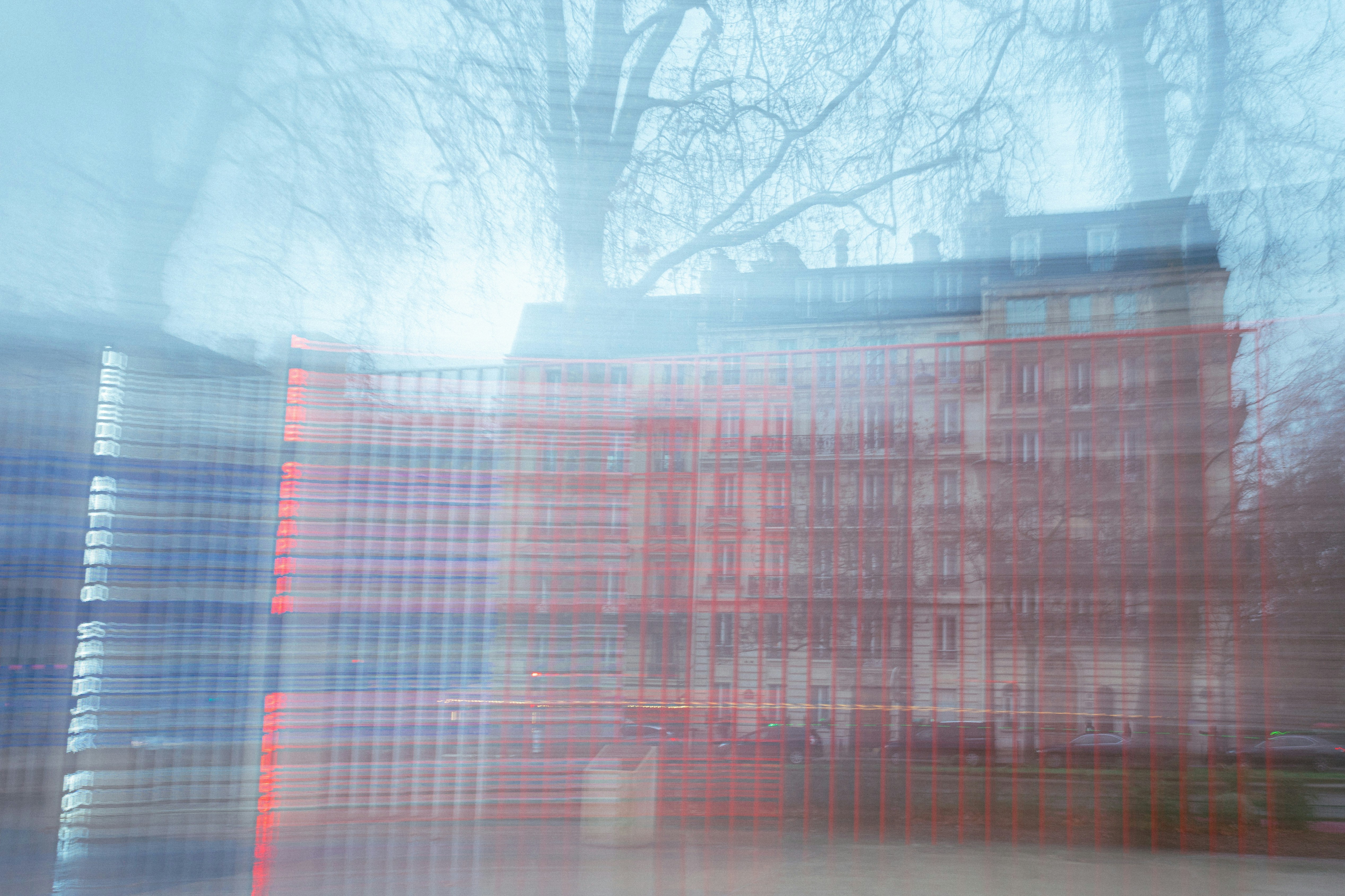 Reflection of a Modern Facade in Motion Blur