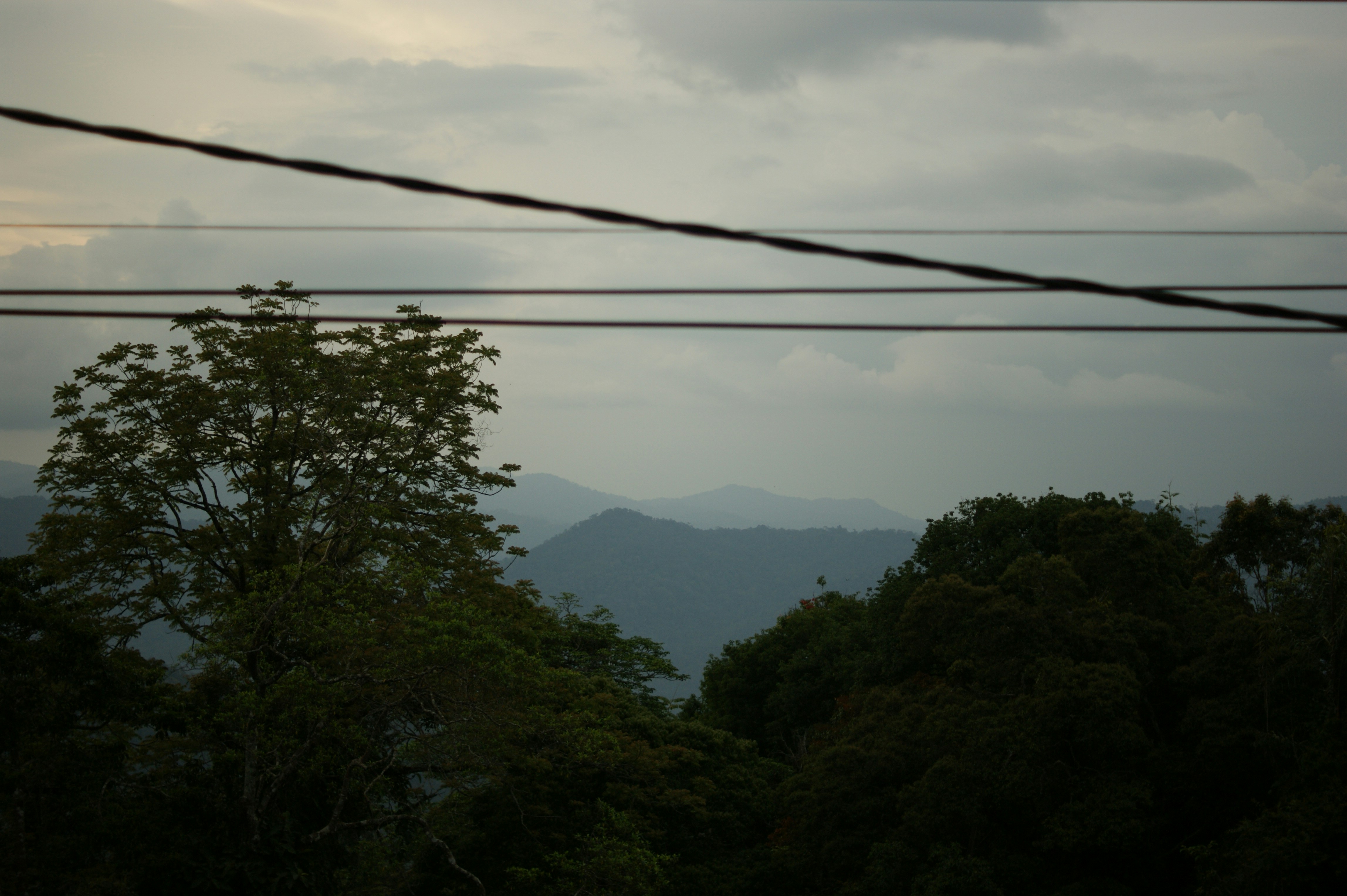 Hazy Ridgeline Beyond Power Lines