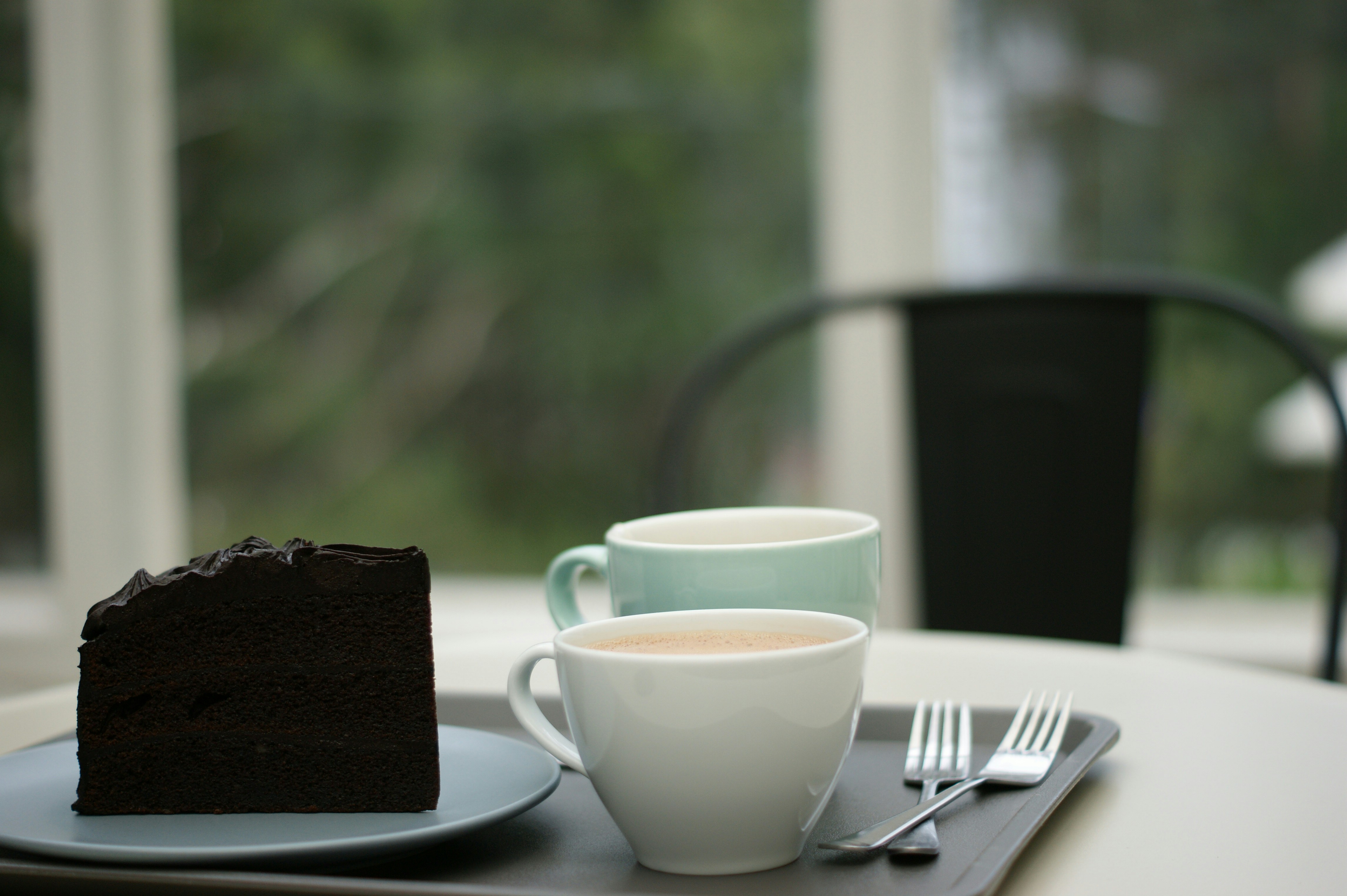 Midday Treat: A Slice of Rich Chocolate and Gentle Tea