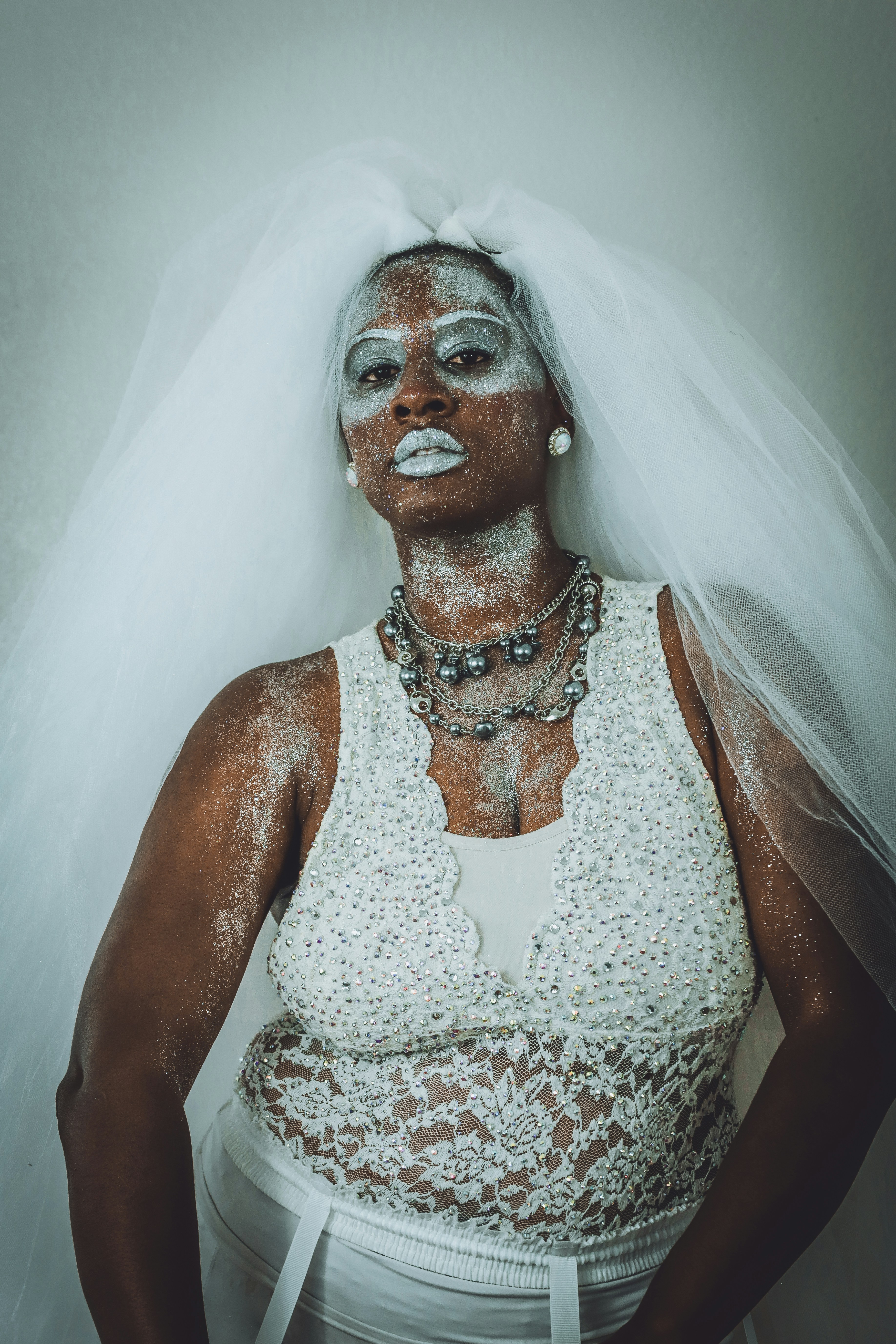 Ivory Veil, Glittered Silence: A Bride Emerges in Ice