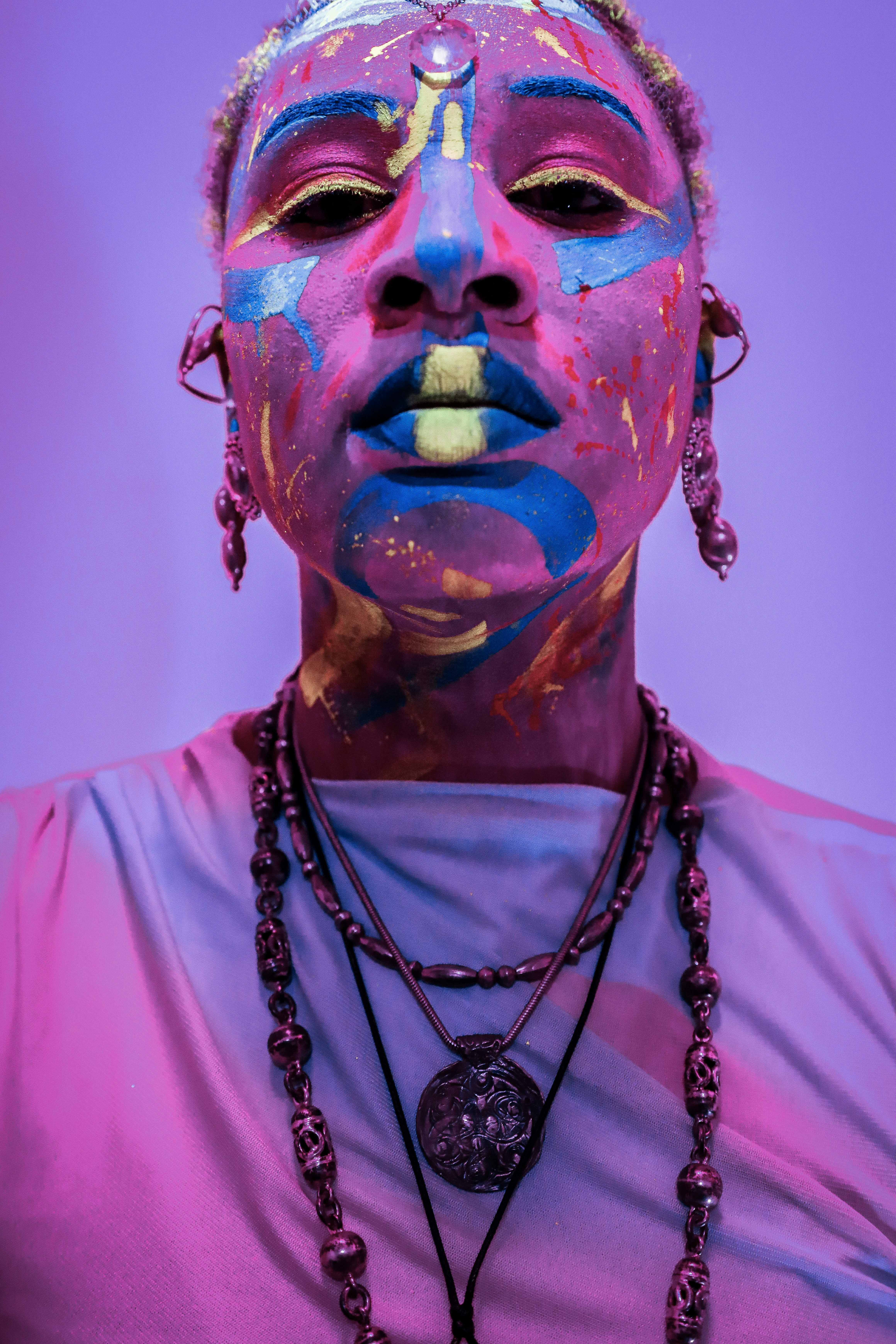Pigment Portrait: Neon Masks and Neon Threads