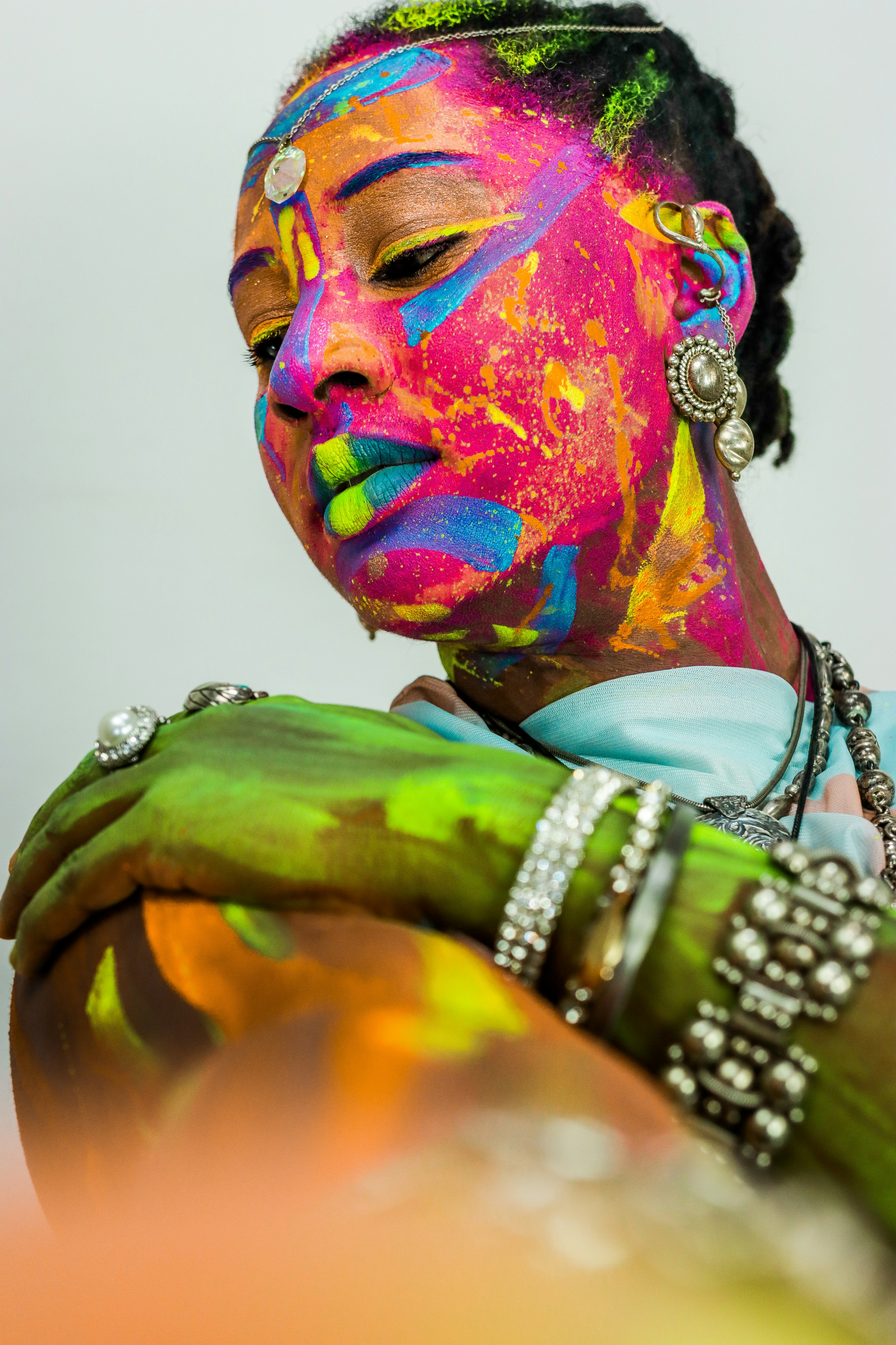 Colorful Reverie: A Portrait of Painted Expression
