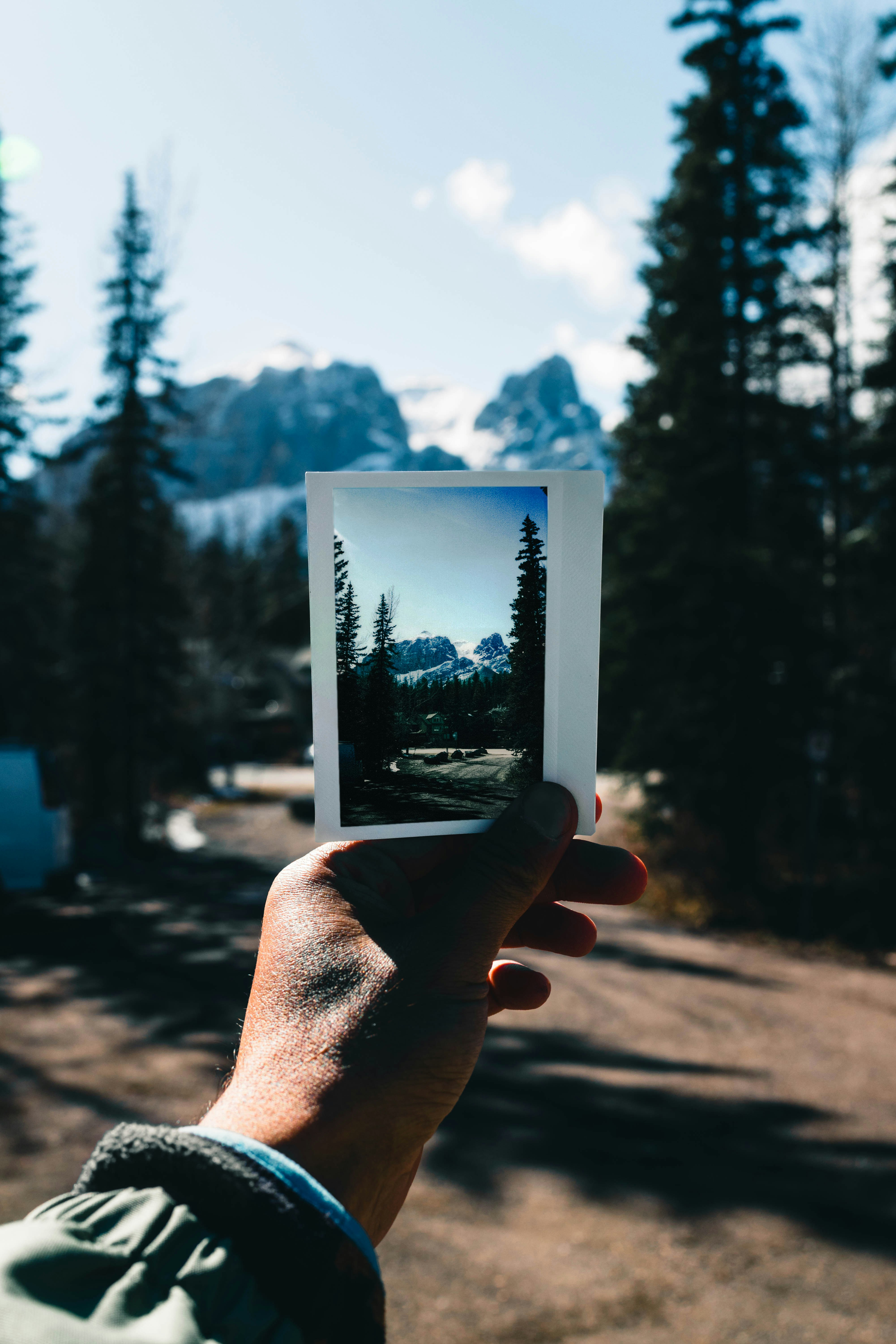 Polaroid Moment: Mountain Vista Framed in Handheld Frame