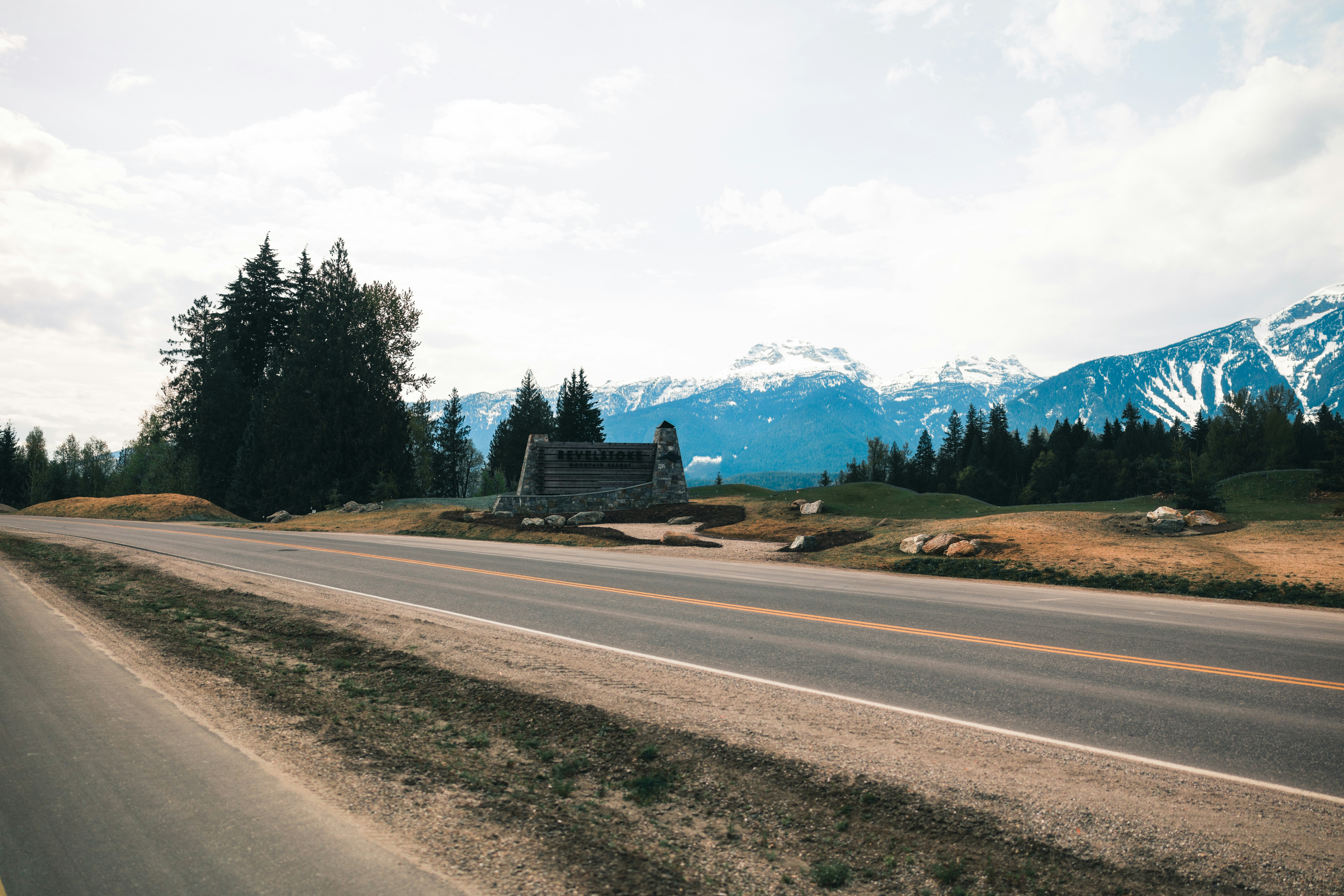 Mountains, Road, and Snowbound Valley