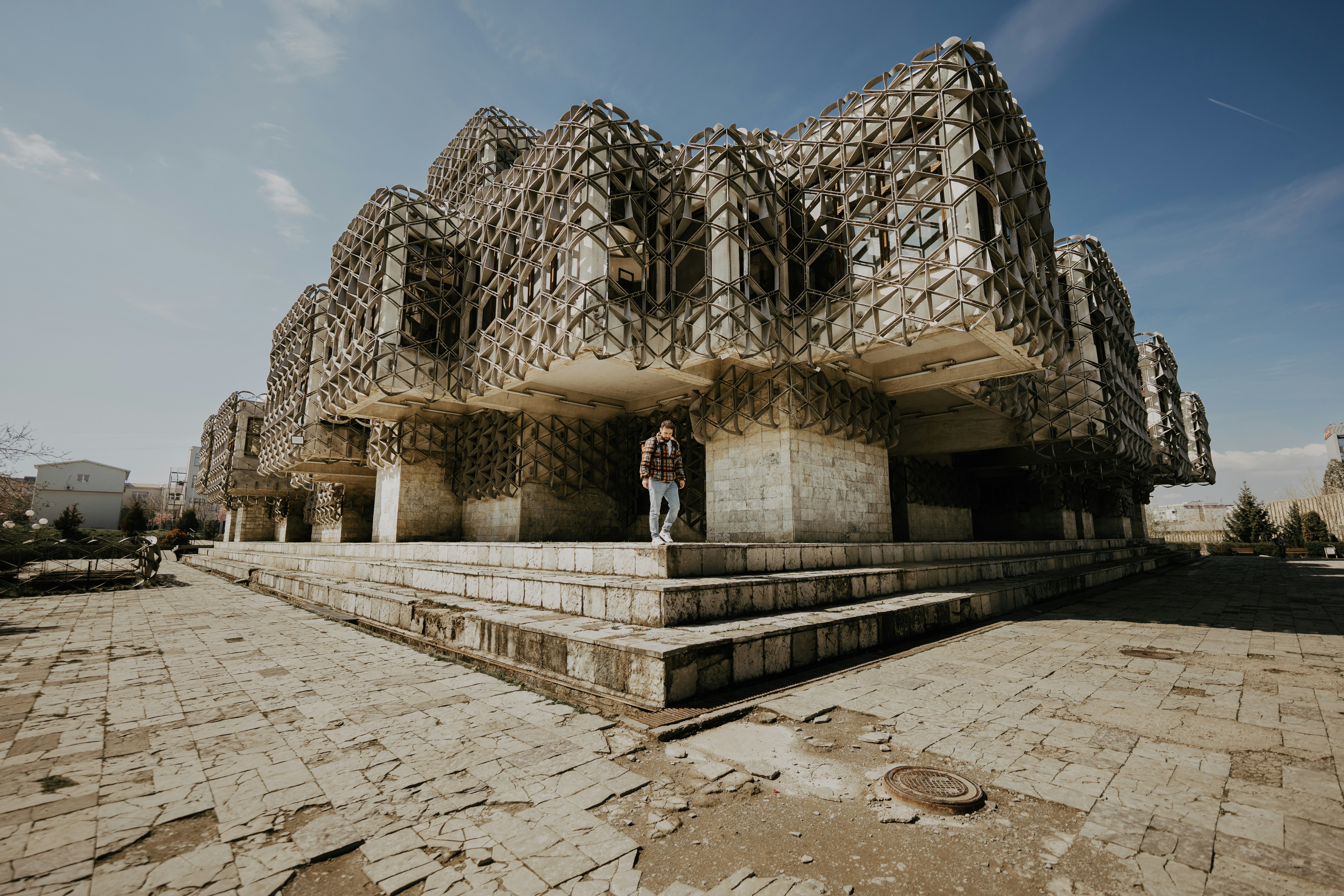 Lattice Fortress: A Figure Beneath the Structural Mesh