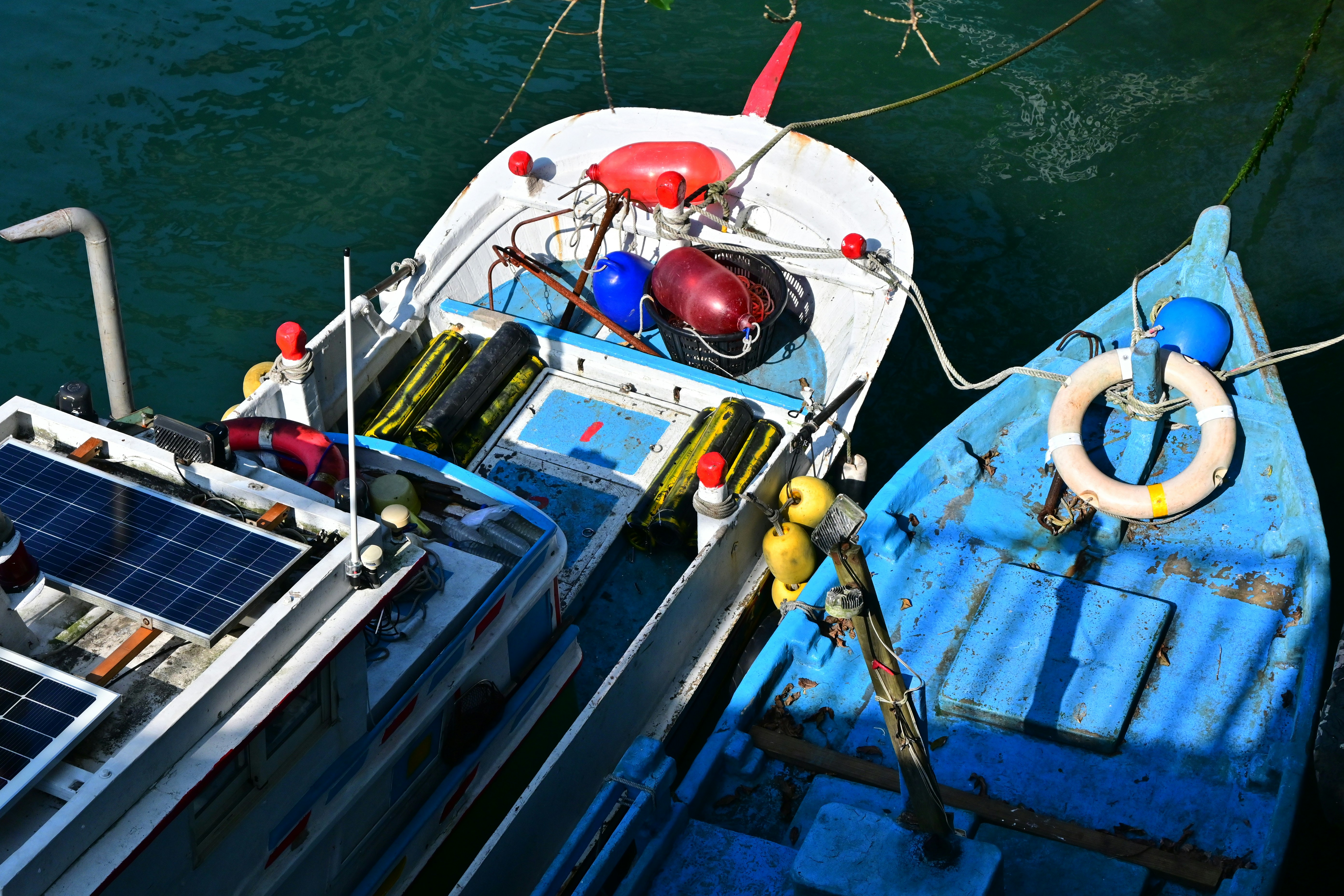 Above the Dock: An Overhead View of a Workboat Rigging Scene