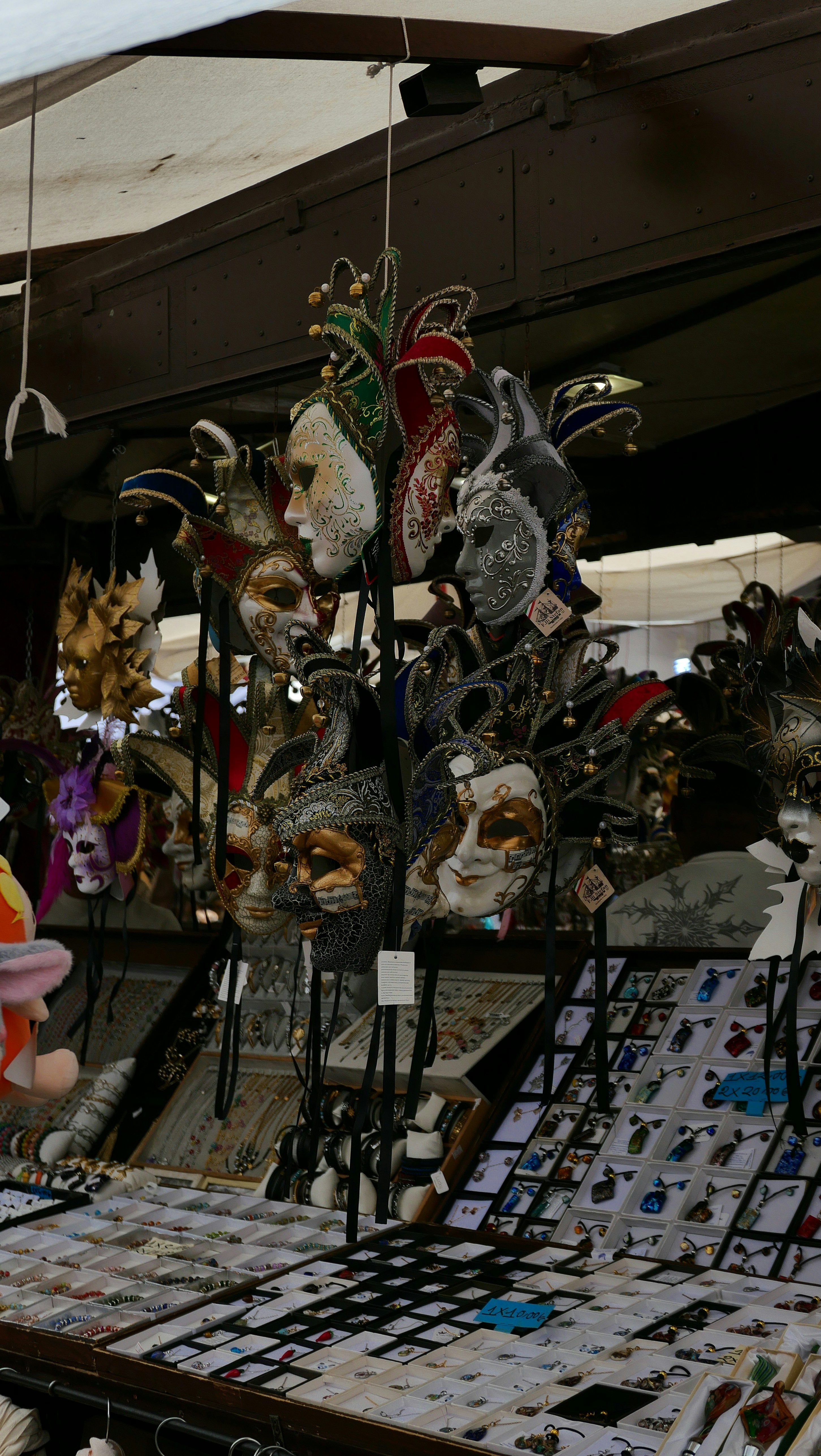 Venetian Masks and Trinkets: A Market of Colorful Faces