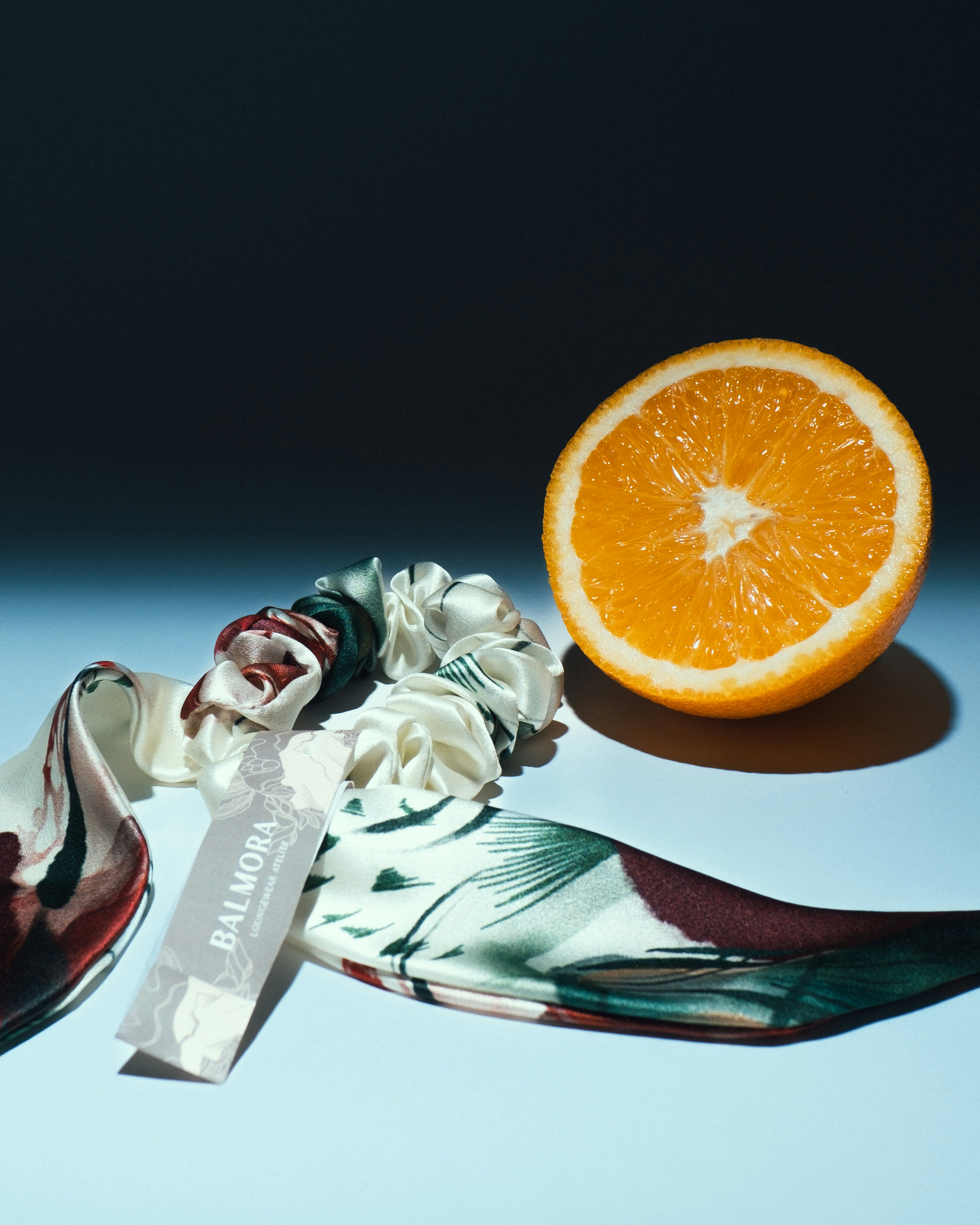 Half-Cedared Orange: A Studio Moment with Silk and Citrus