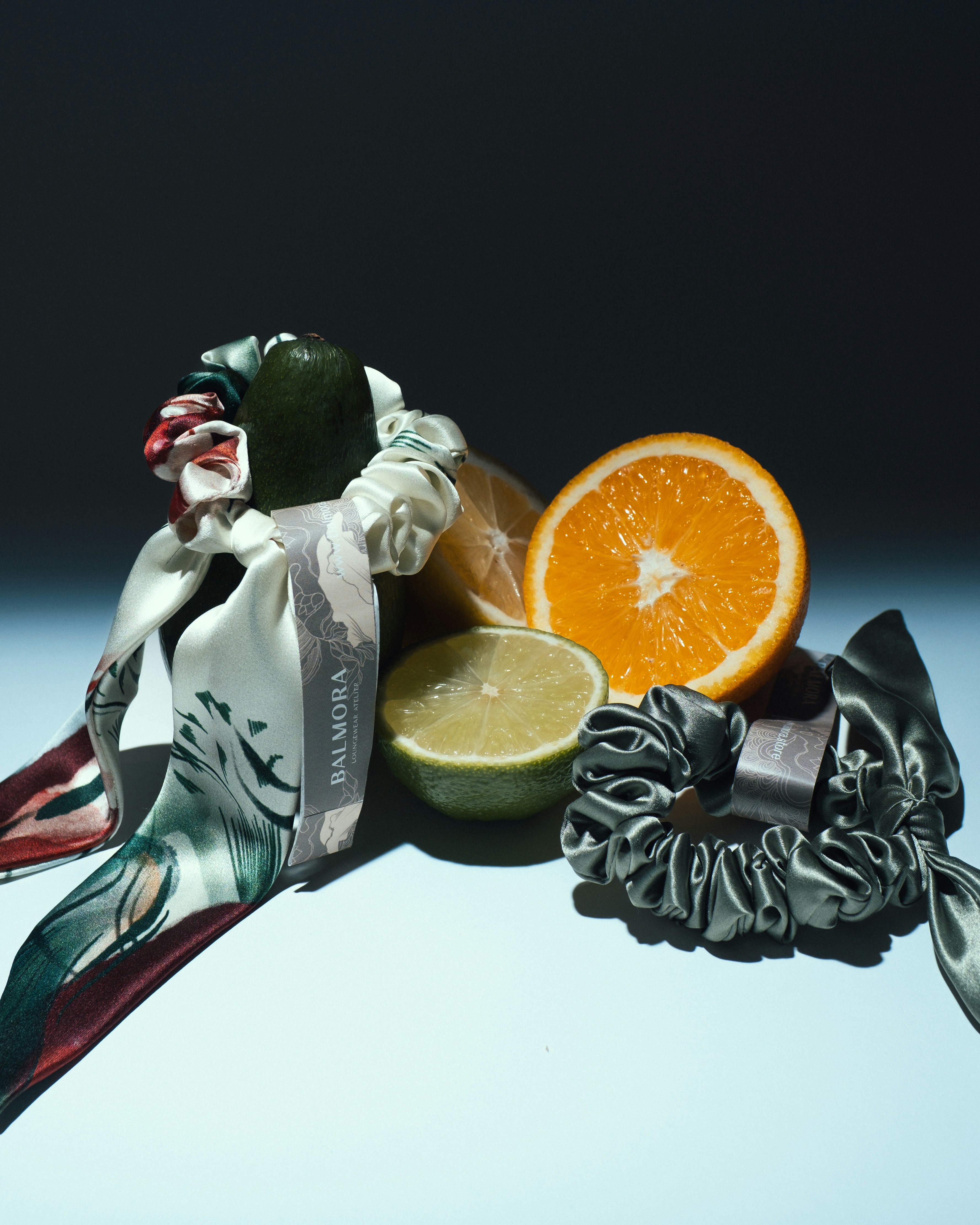 Citrus Duo with Silk Accents on a Slate-Toned Stage