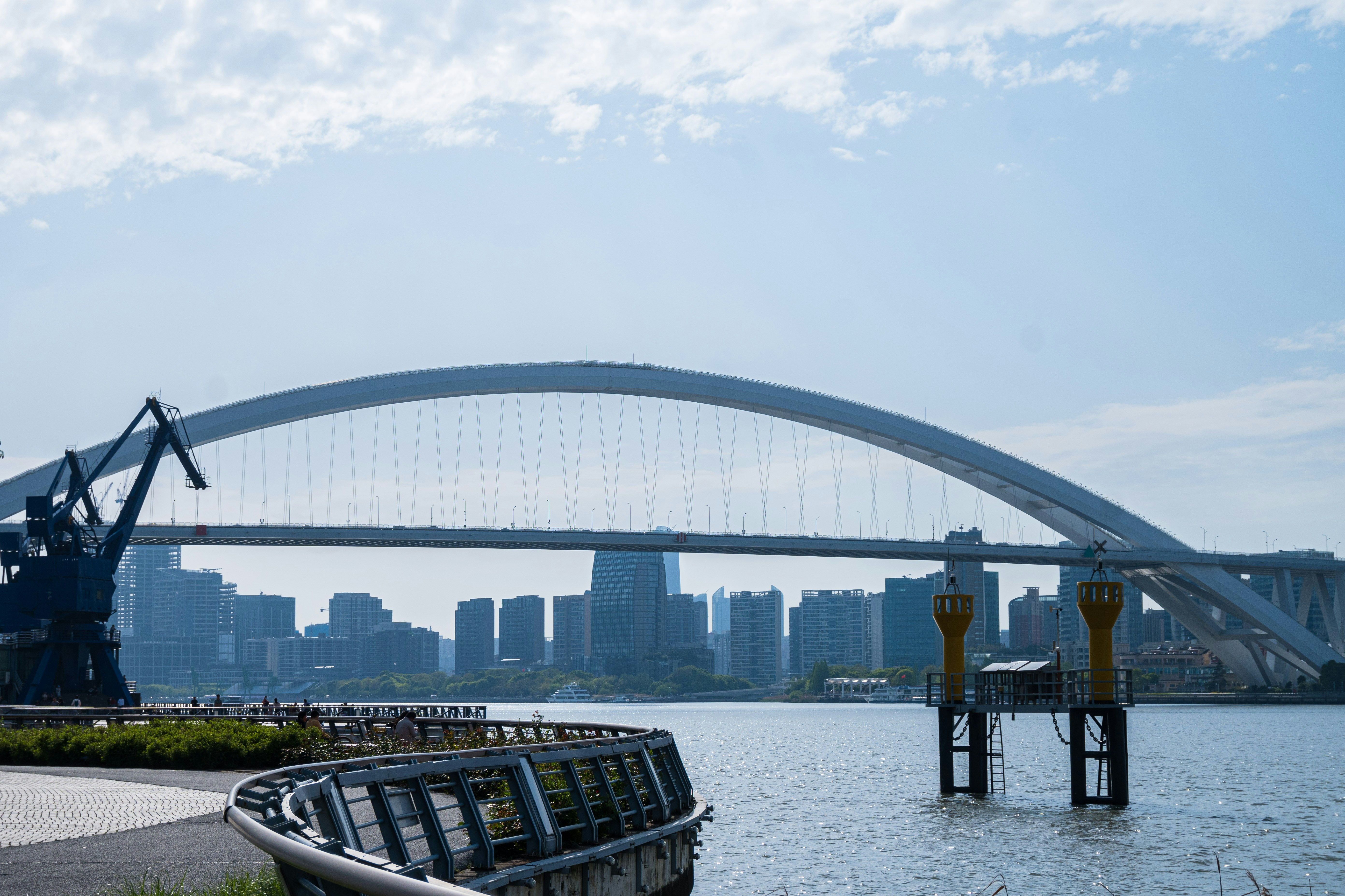 Arc of Steel: A City Bridge Framing the Waterfront