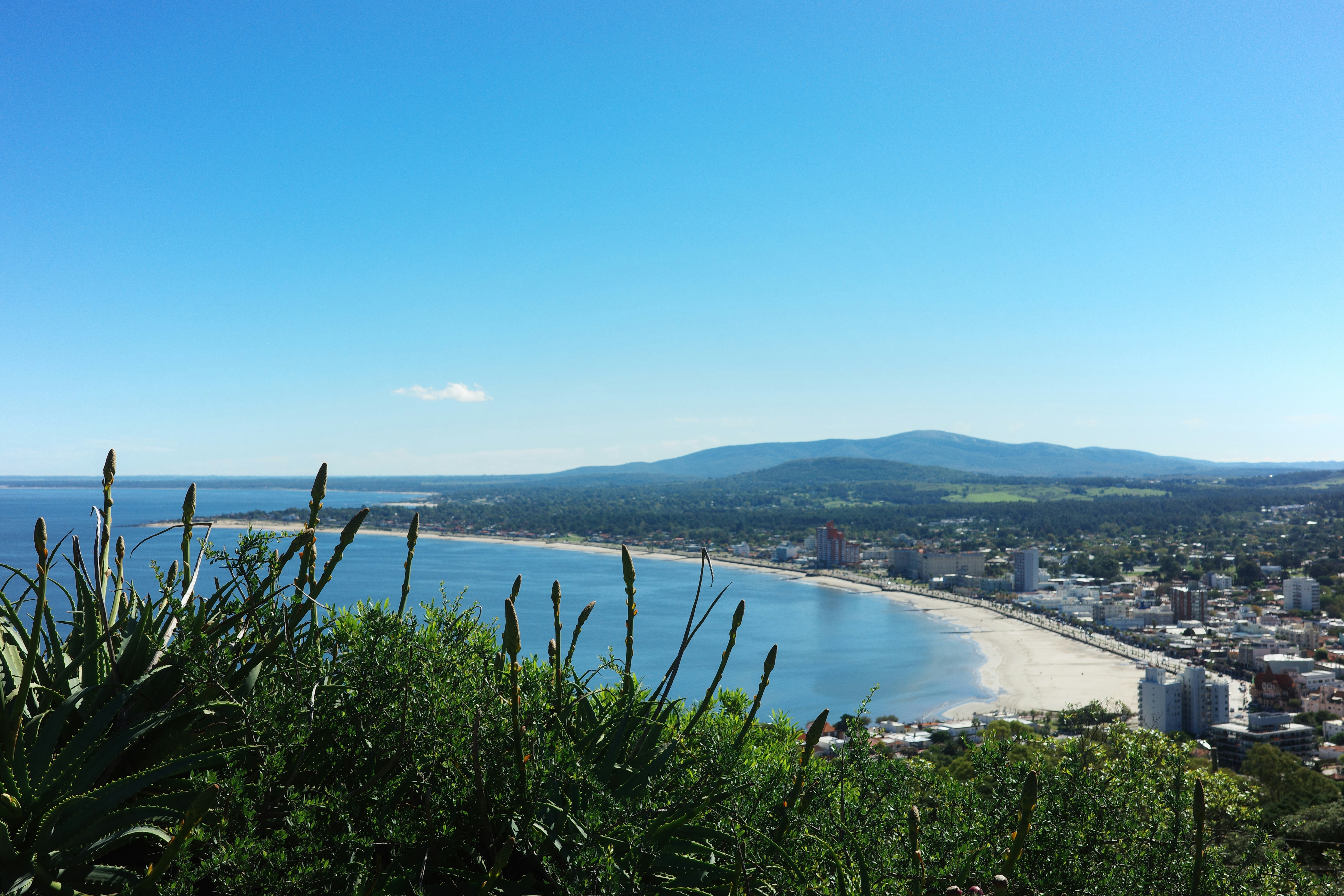 Coastal town with a sandy beach and blue ocean. photo – Free Beach ...