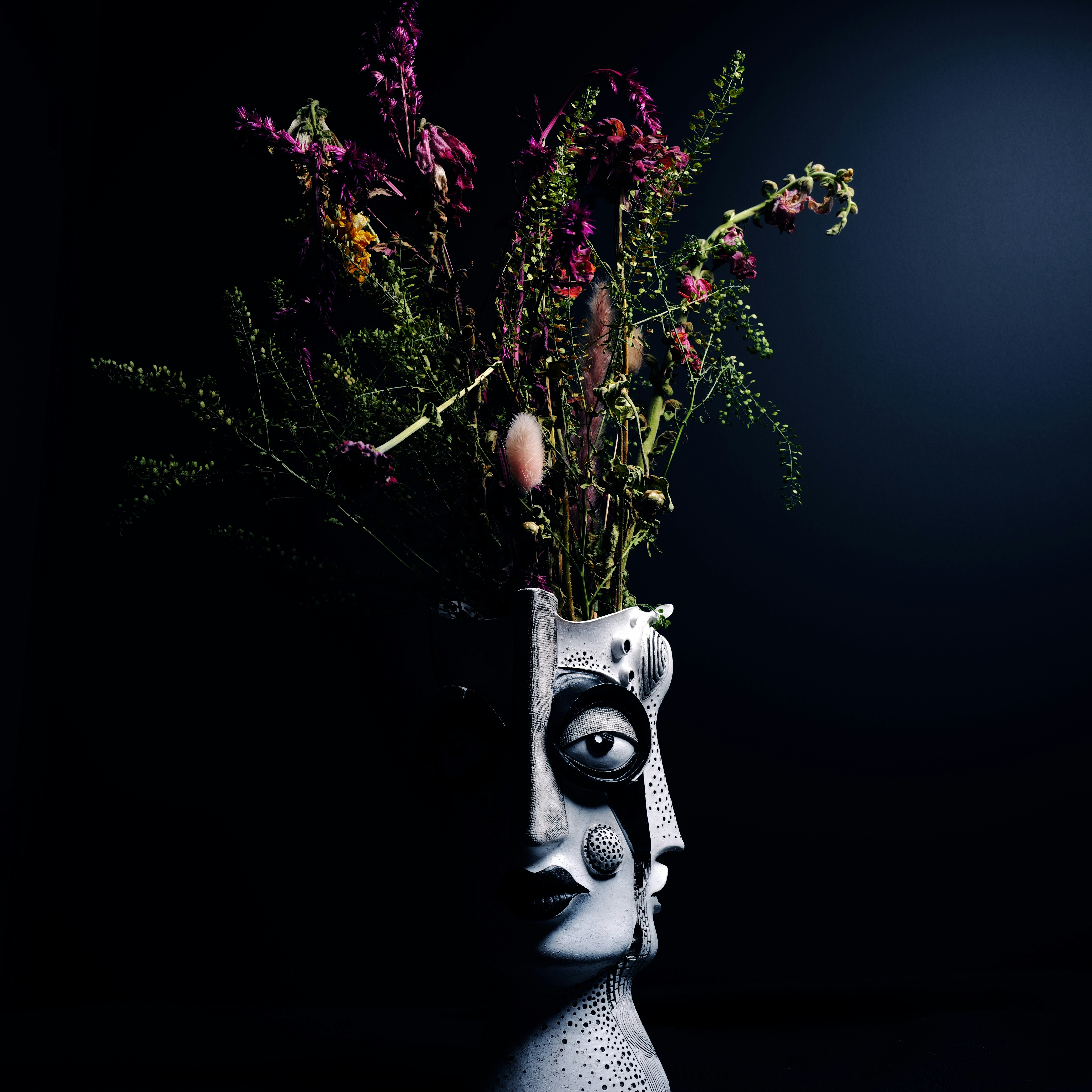 The Vessel of Quiet Color: A Portrait in Shadowed Bloom