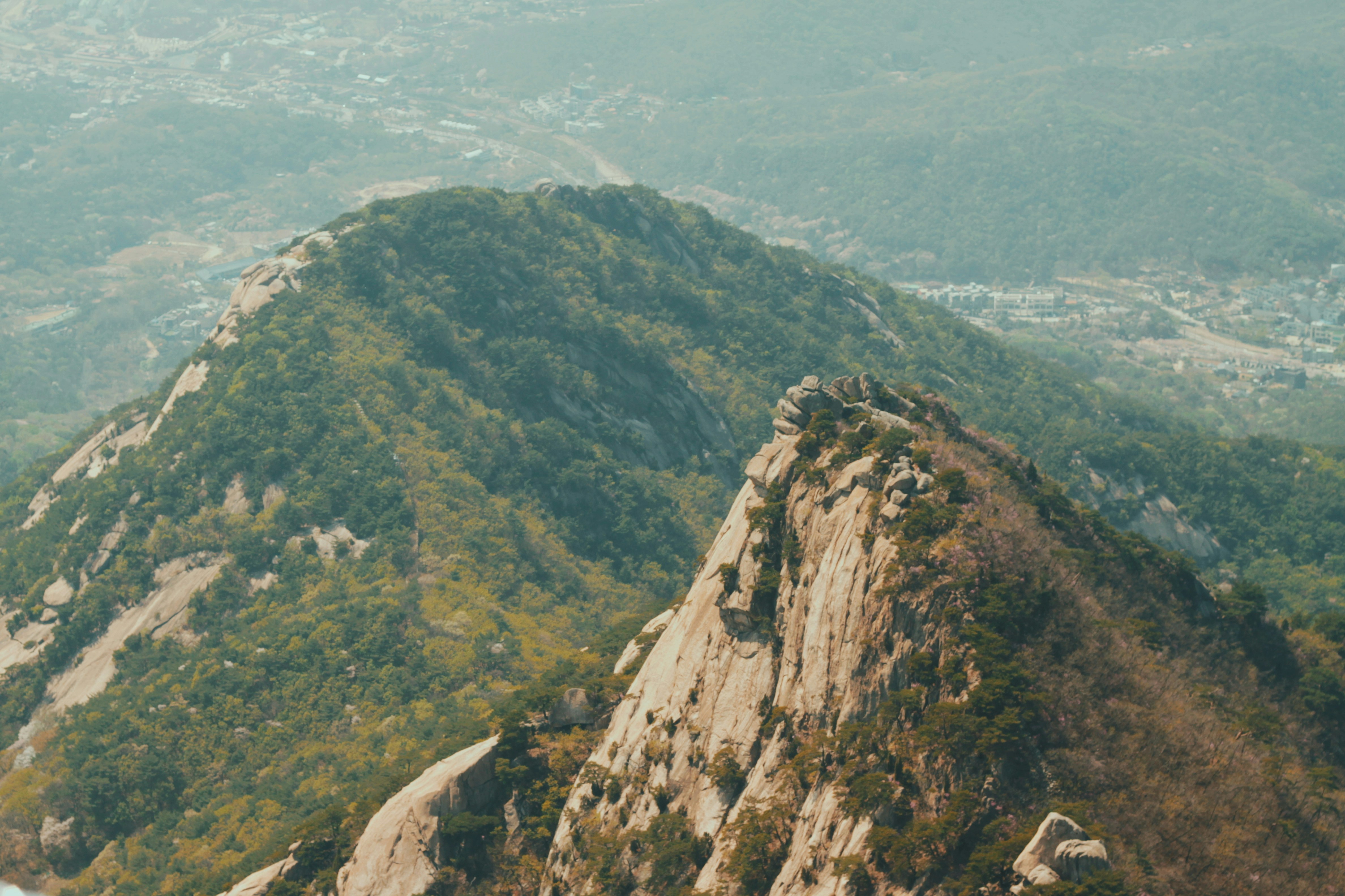 Rugged Ridge at Dawn: A Mountain Crest Looming Over a Valley