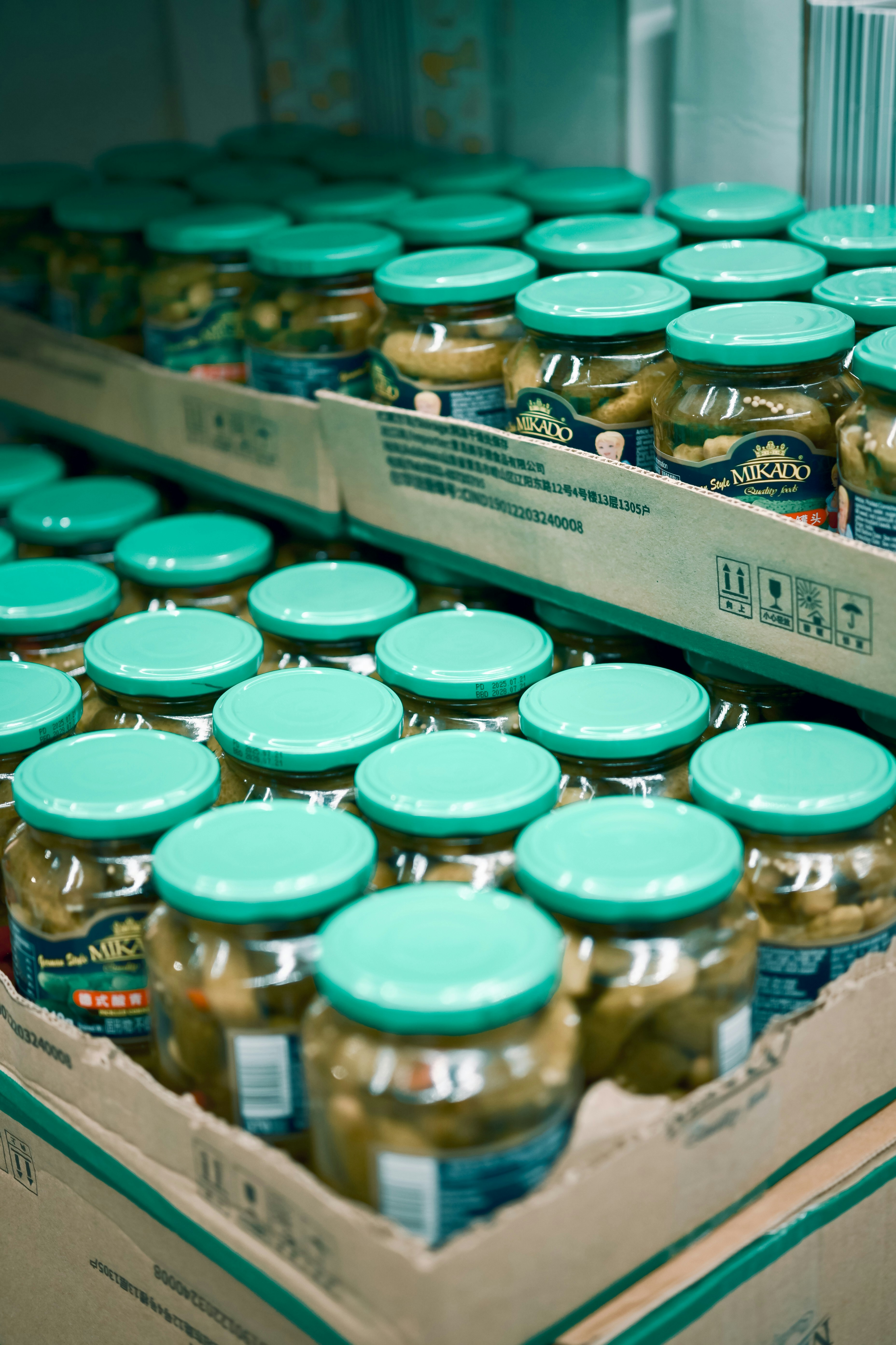 Minted Jars in a Serene Grocery Aisle
