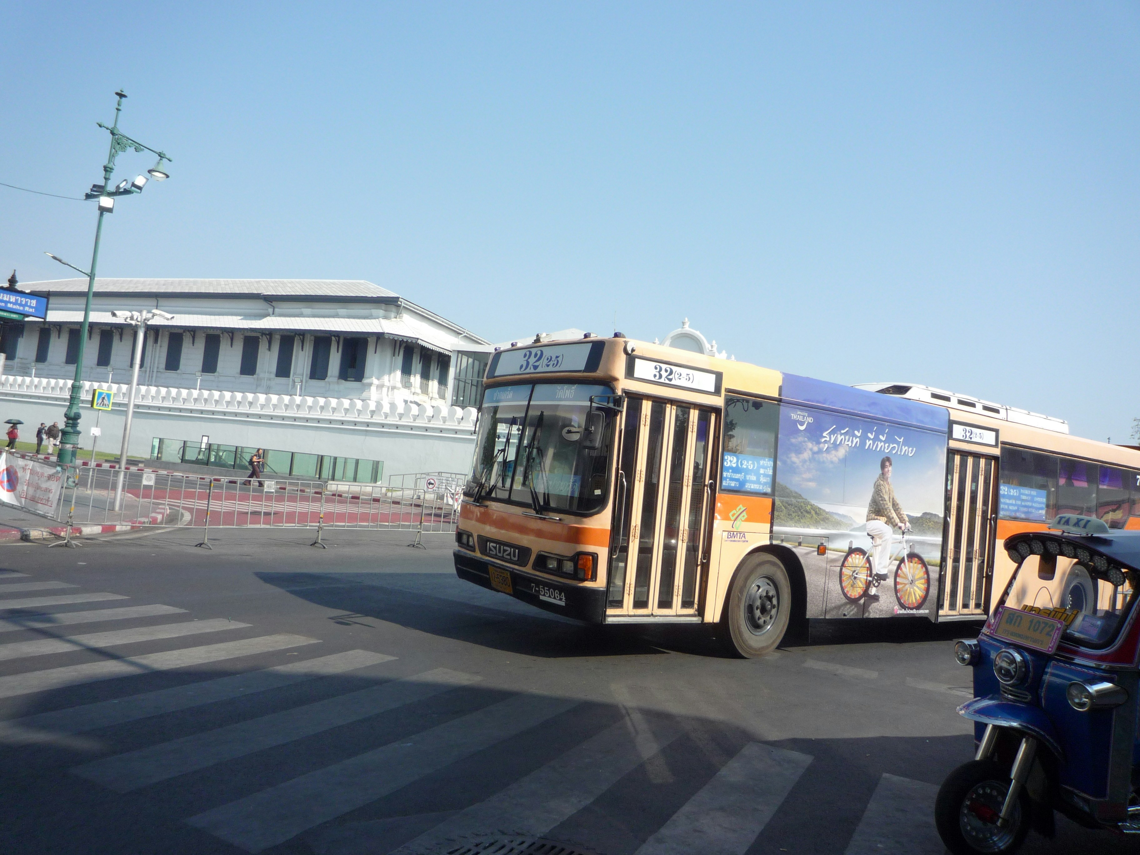 Bus in Motion by the Waterfront Exchange