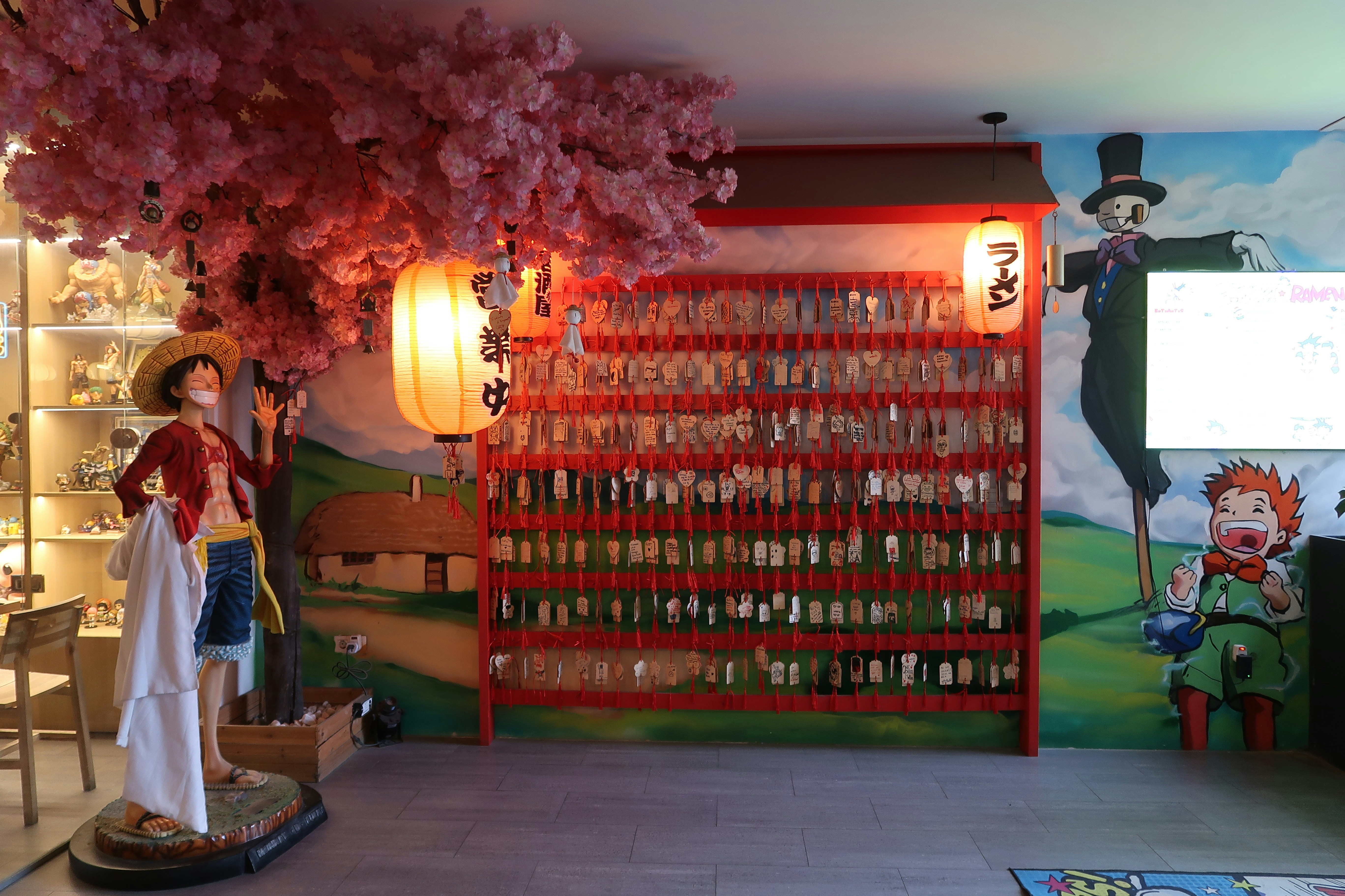 Lantern Wall and Custome Figures in a Colorful Korean Hanbok Exhibit