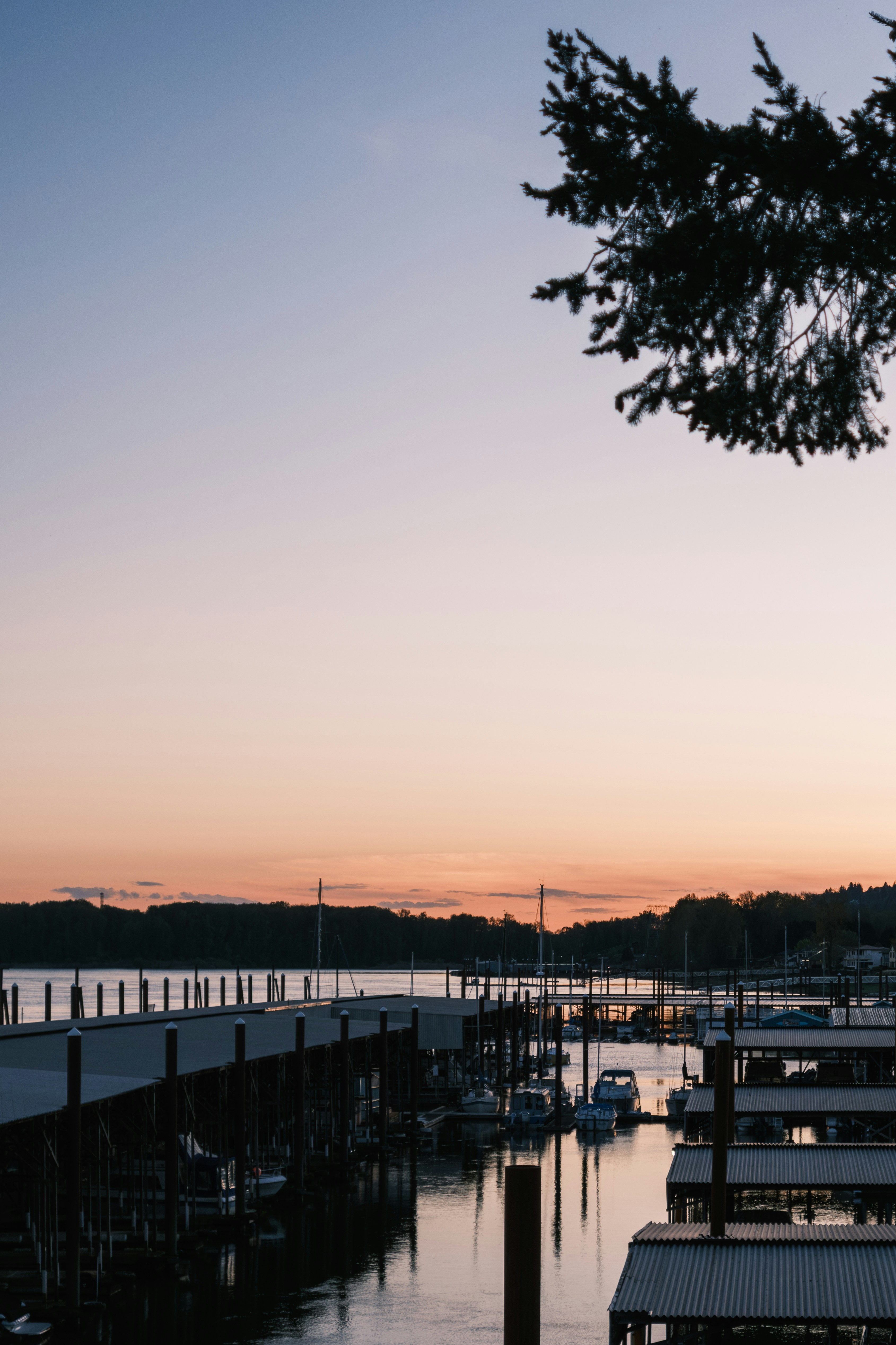 Dusk at the Marina: Silhouettes, Reflections and Calm Water