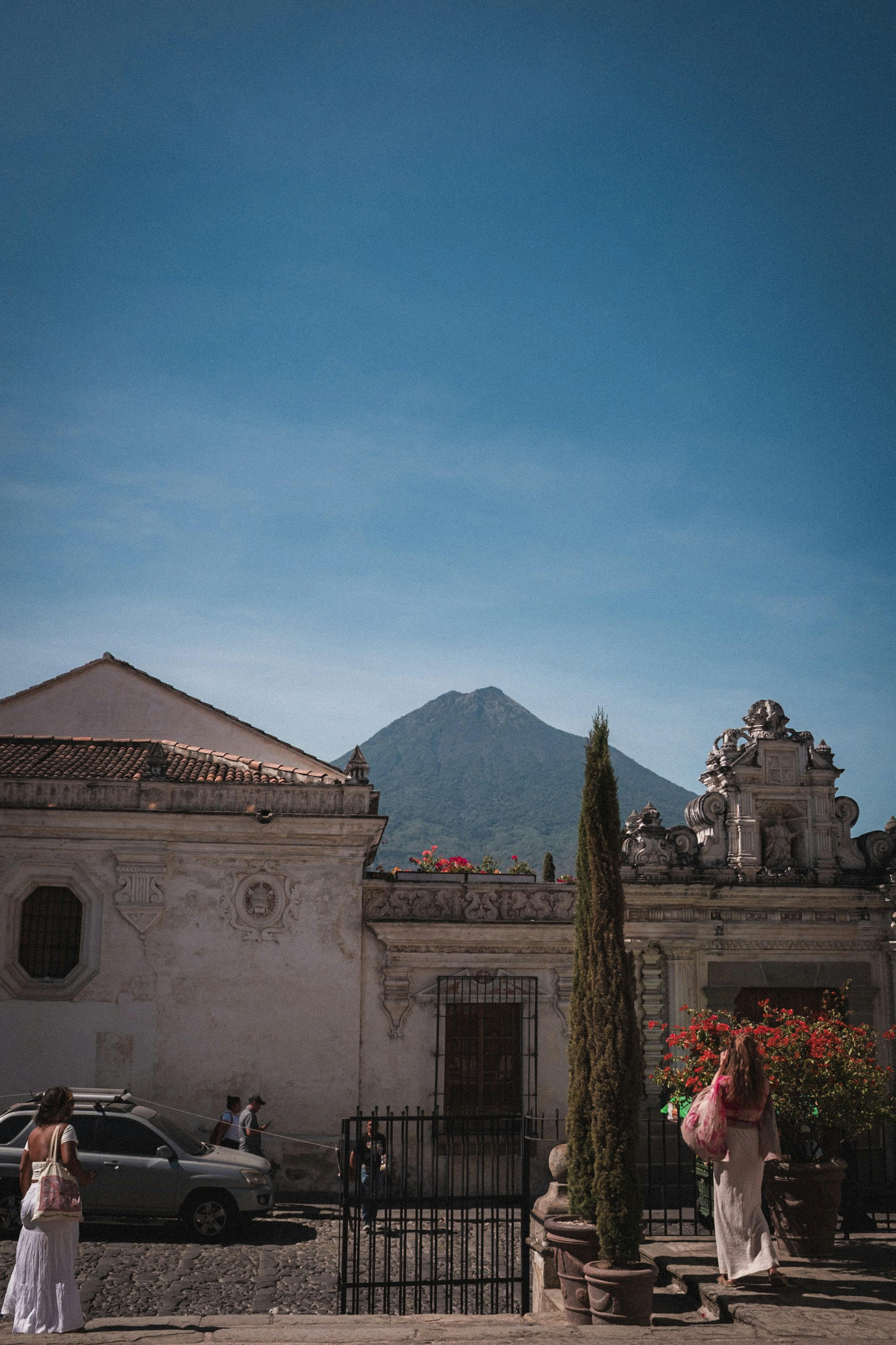 Courtyard Gatekeeper with Volcano Backdrop