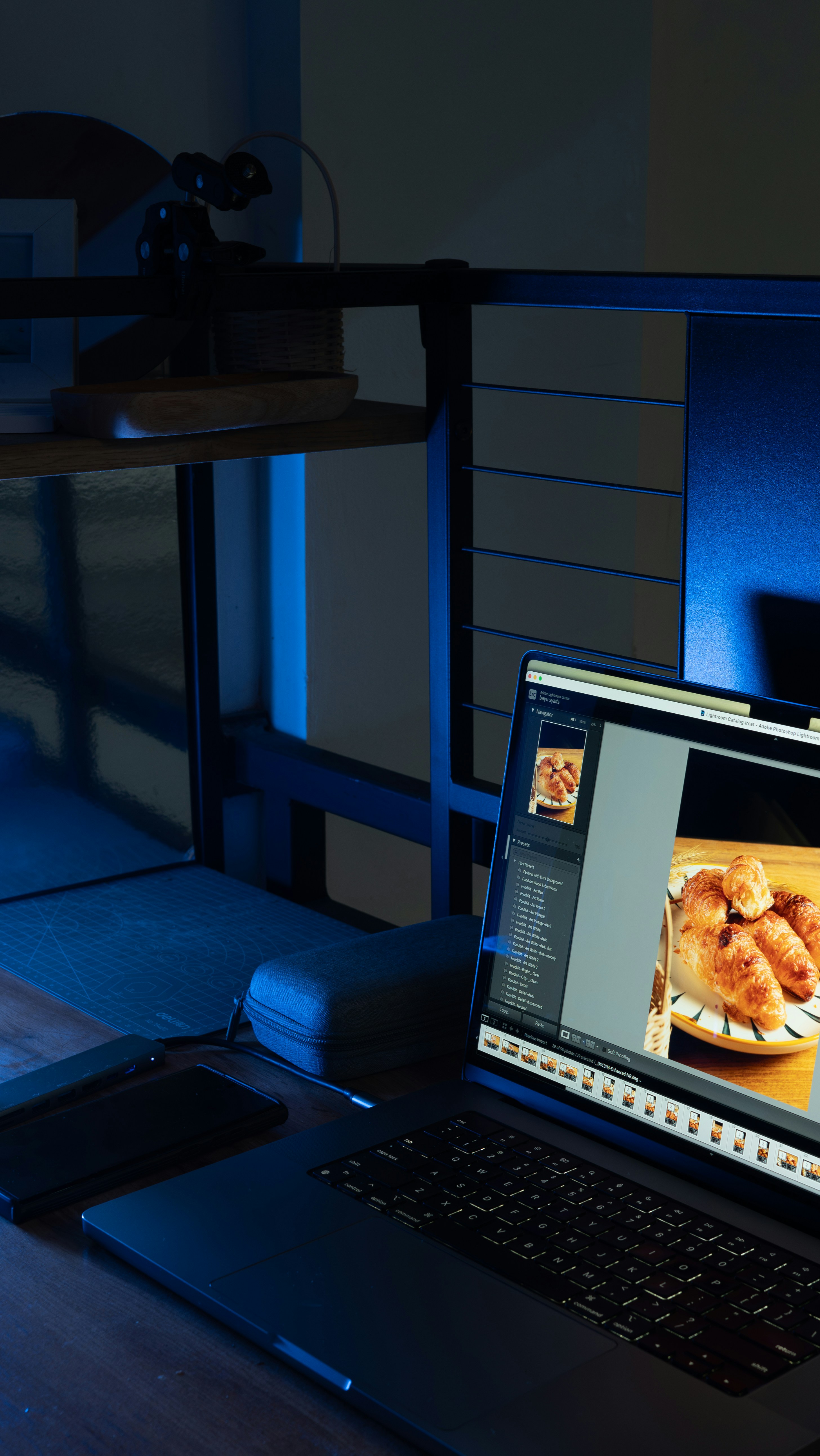 Midnight Studio: A Laptop Glow Illuminates Pastry Prep