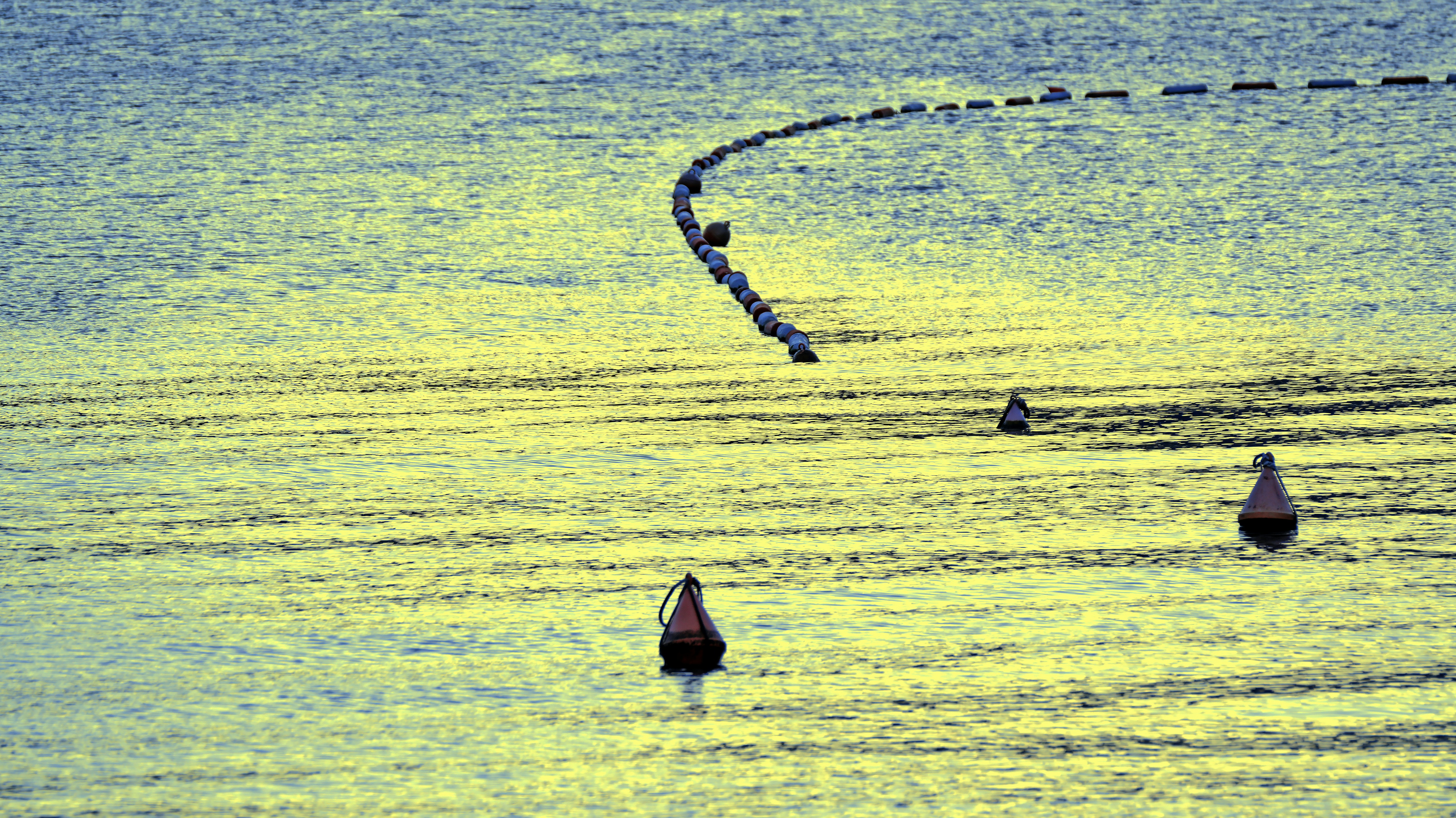 Golden Hour Buoys: Quiet Geometry on a Sea of Light