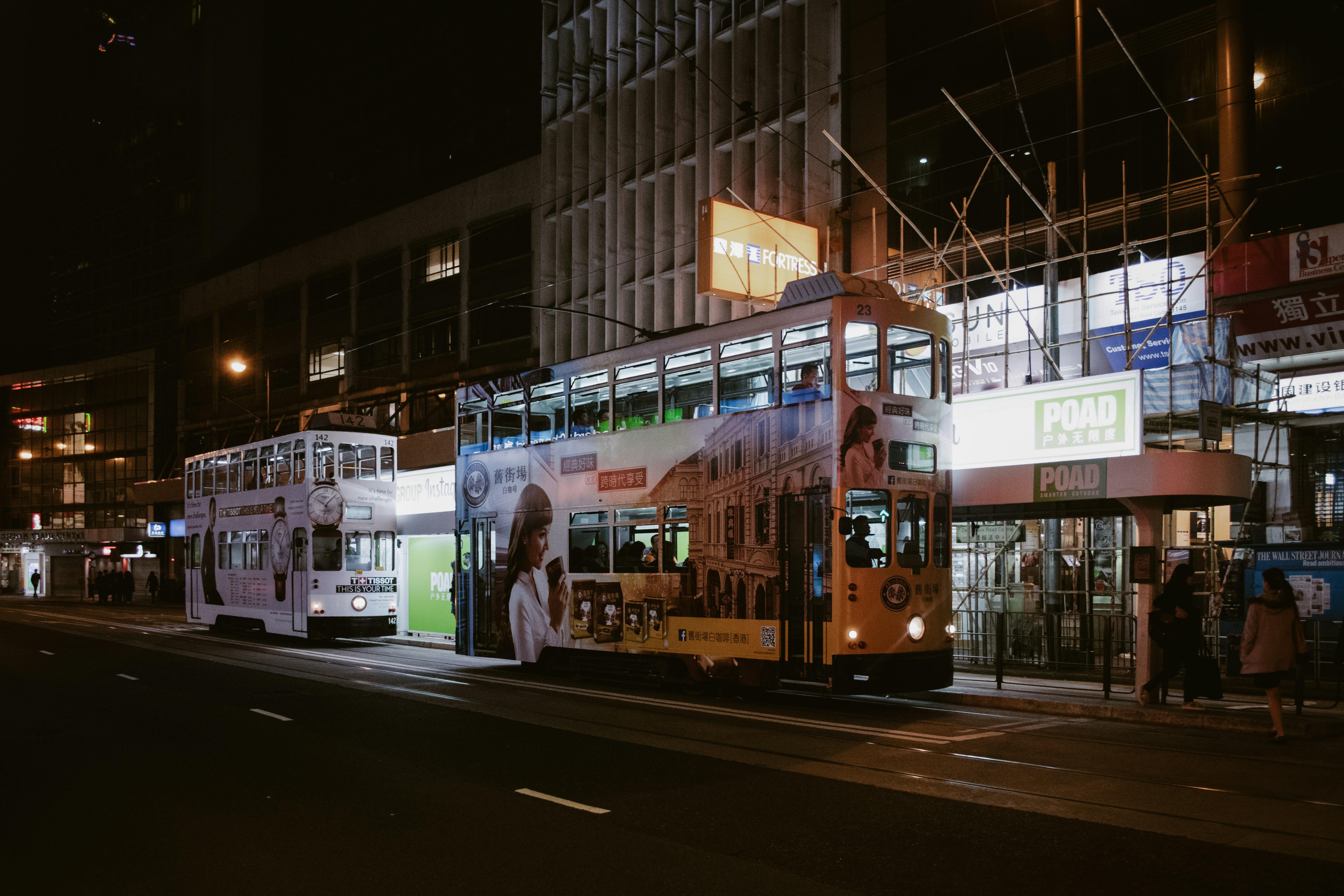 Night Transit on a Neon-Glow Street
