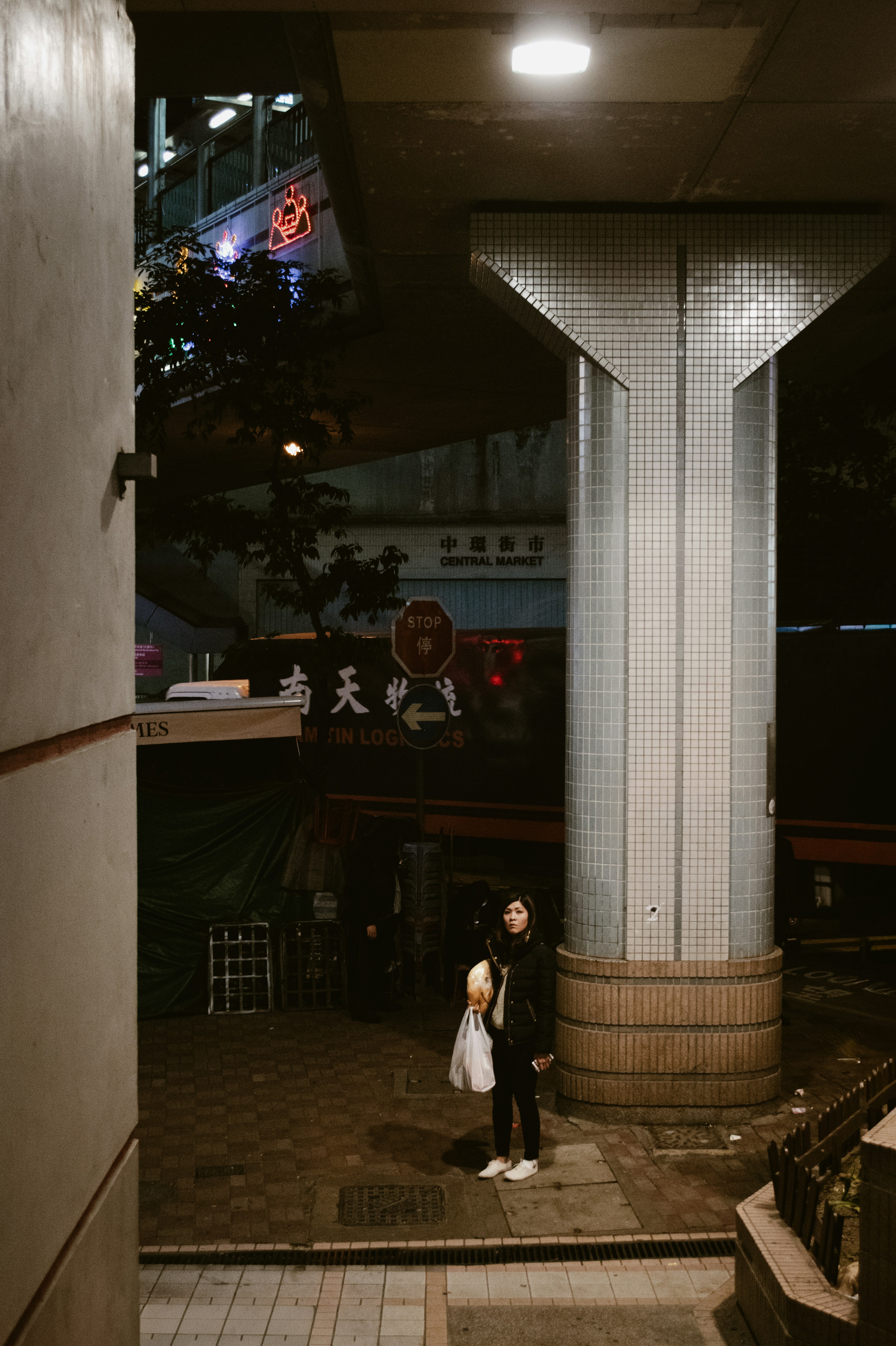 Night Run Under the Metro Pillars
