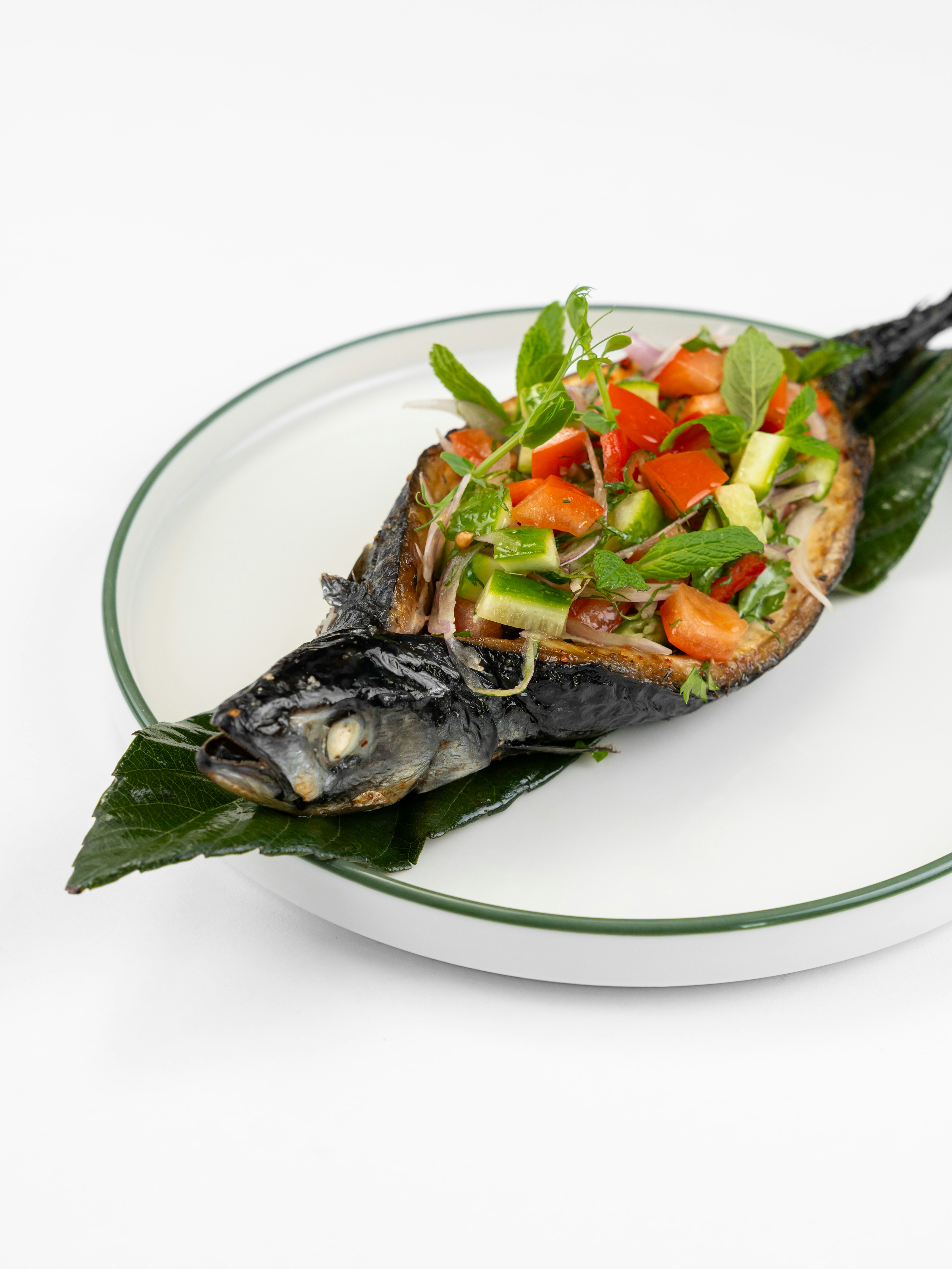 Charred Sea Bass Boat: Crisp Skin, Fresh Herb Mosaic