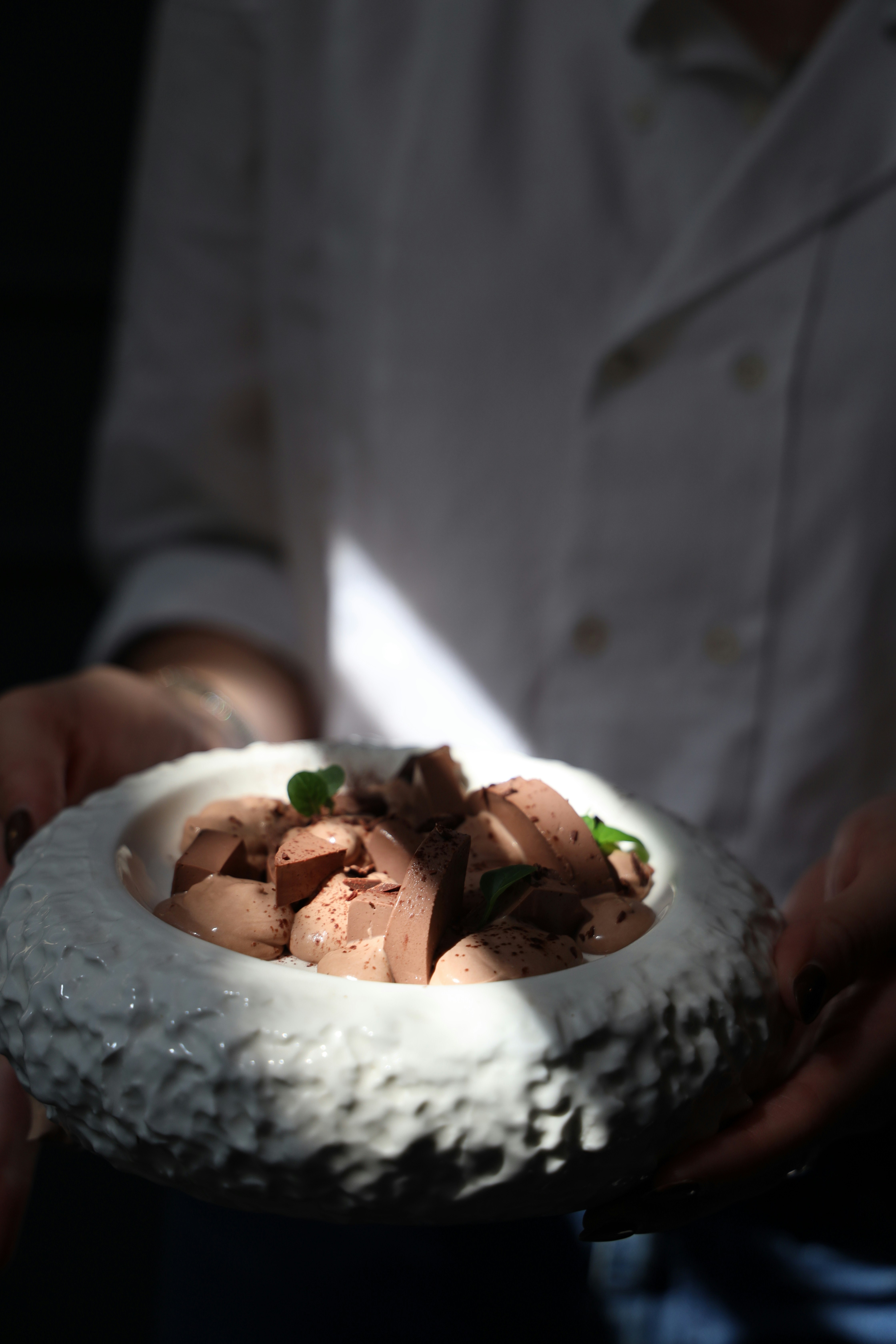 A Gourmet Circle: Chocolate Shavings Crown a Creamy Vessel