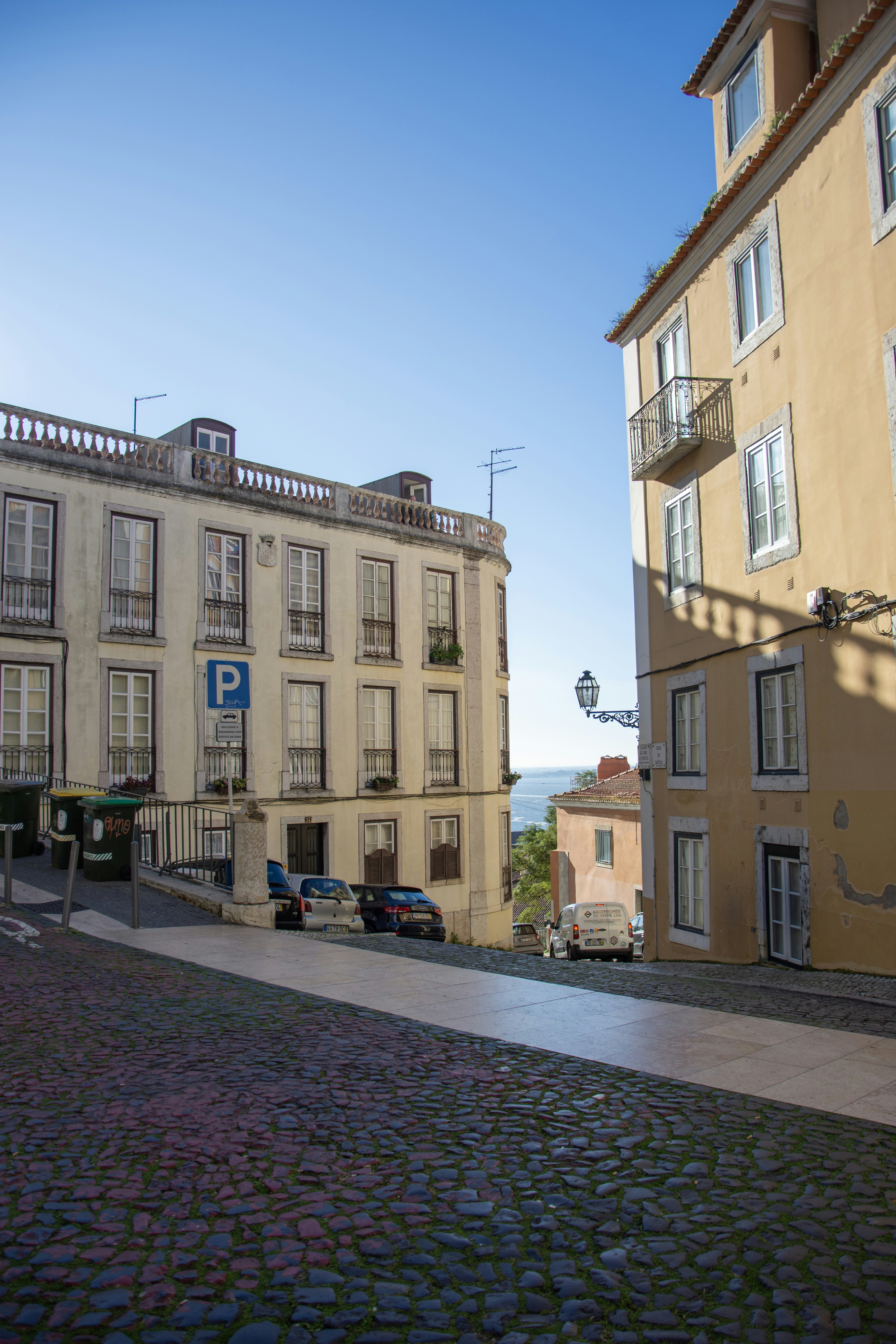 Sunlit Street in the Portuguese Town