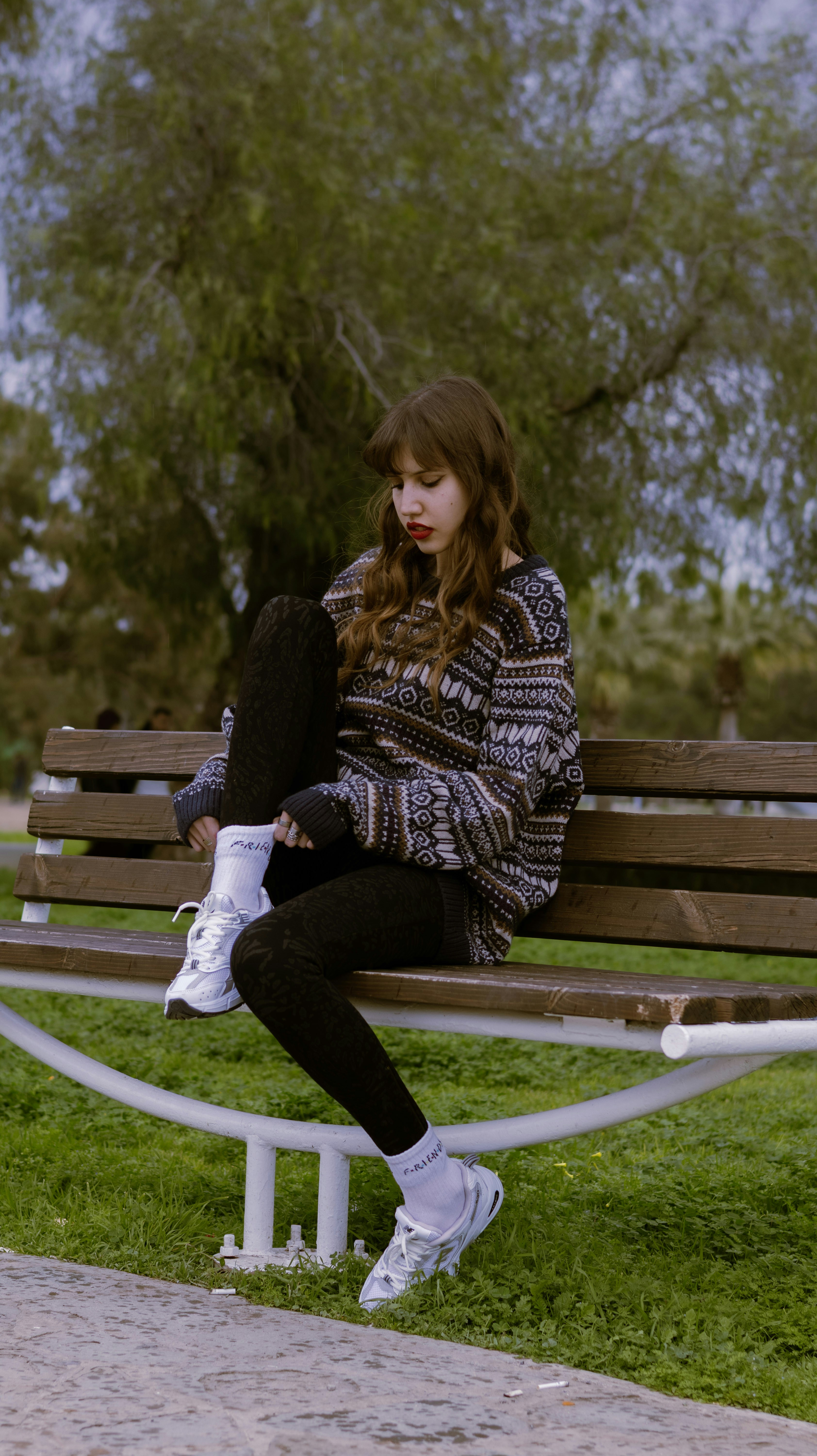 Cozy Autumn Portrait on a Park Bench