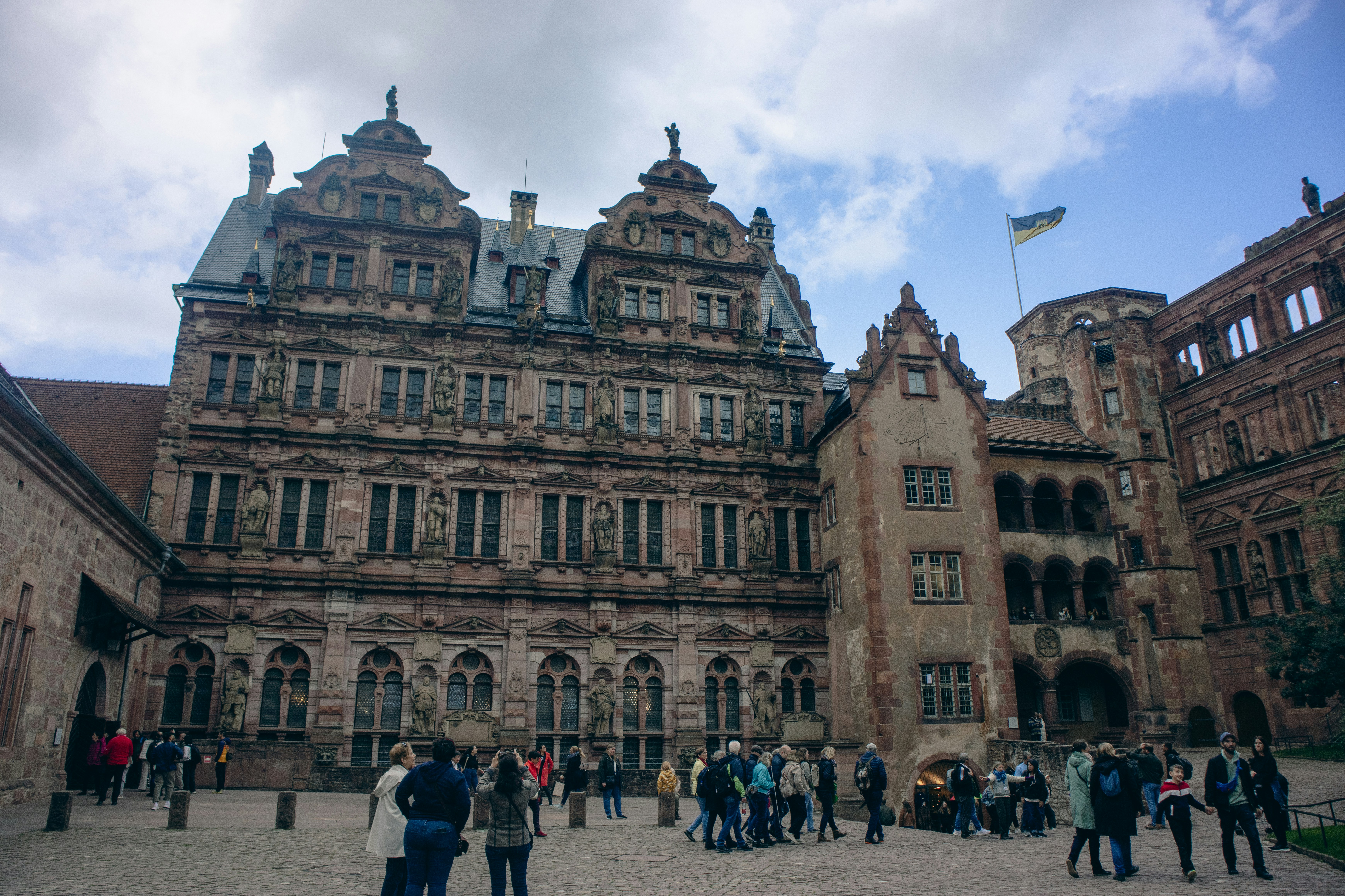 Ornate Town Hall Silhouette Under a Swiss-Cky Sky