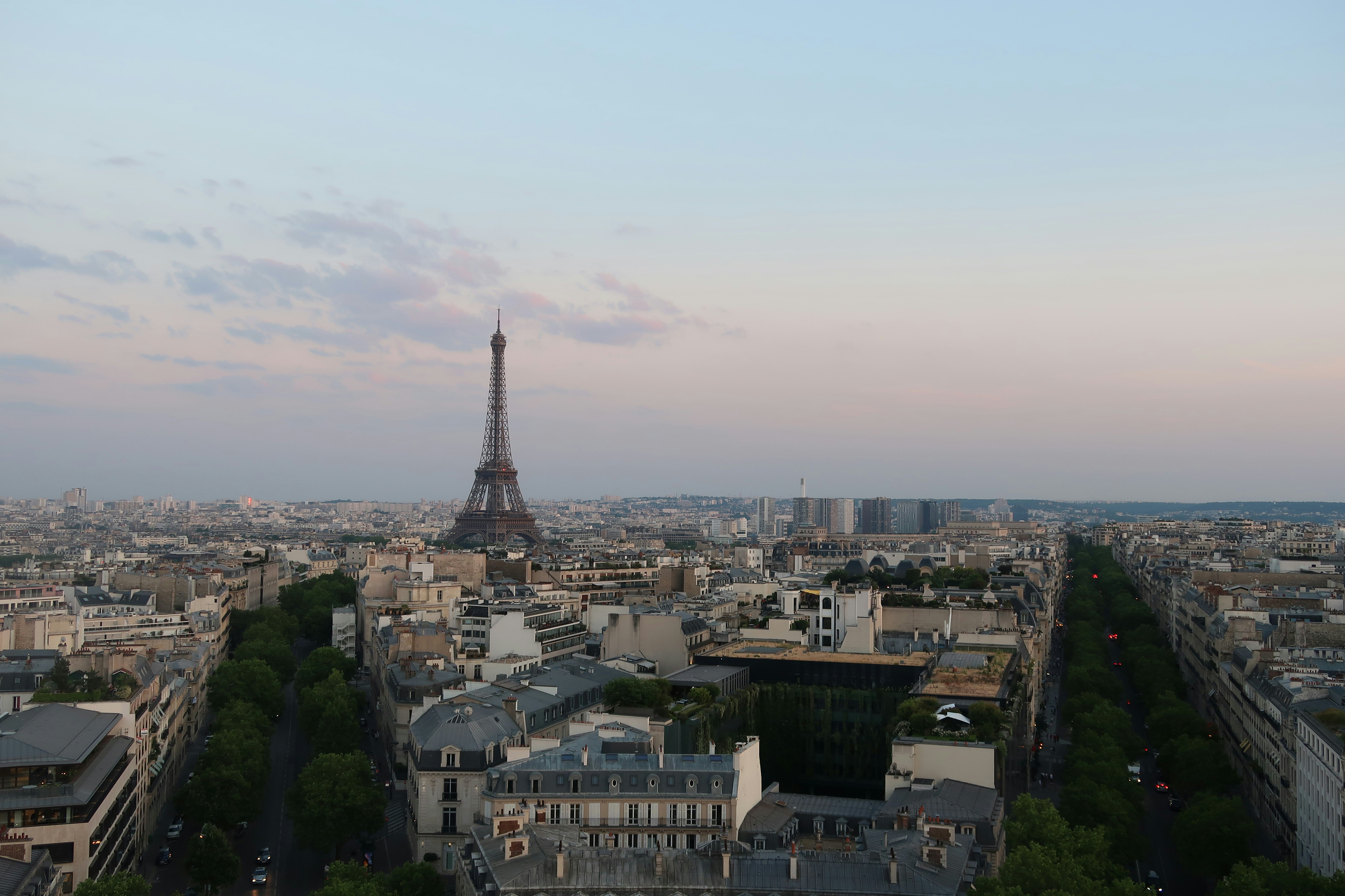 City Spine: The Eiffel Tower Crowned by a Quiet Parisian Horizon