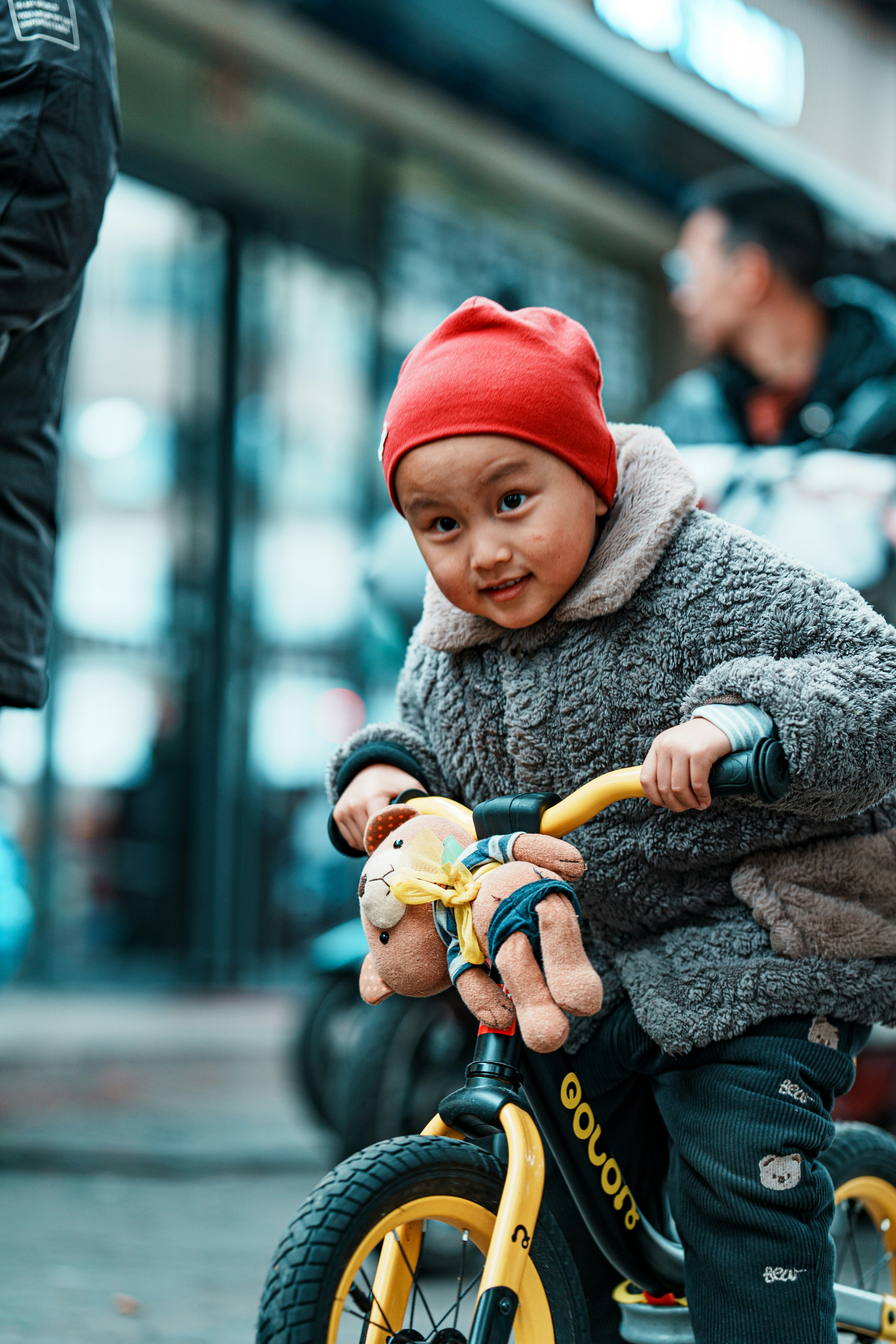 Little Rider in a Cozy Gray Cloud