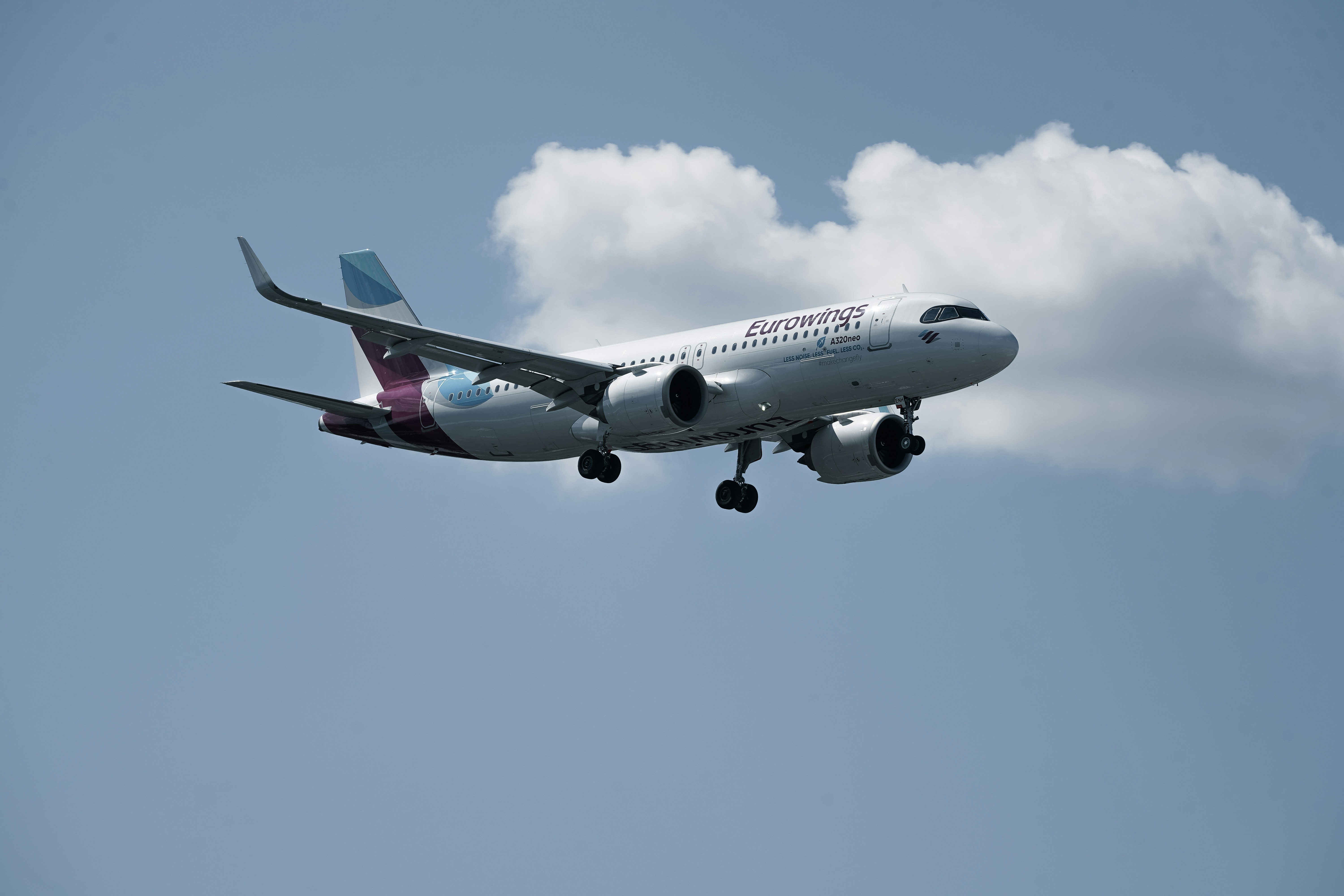 Jet in the Sky: Virgin Atlantic-Styled Airbus A350 Crossing a Clear Blue