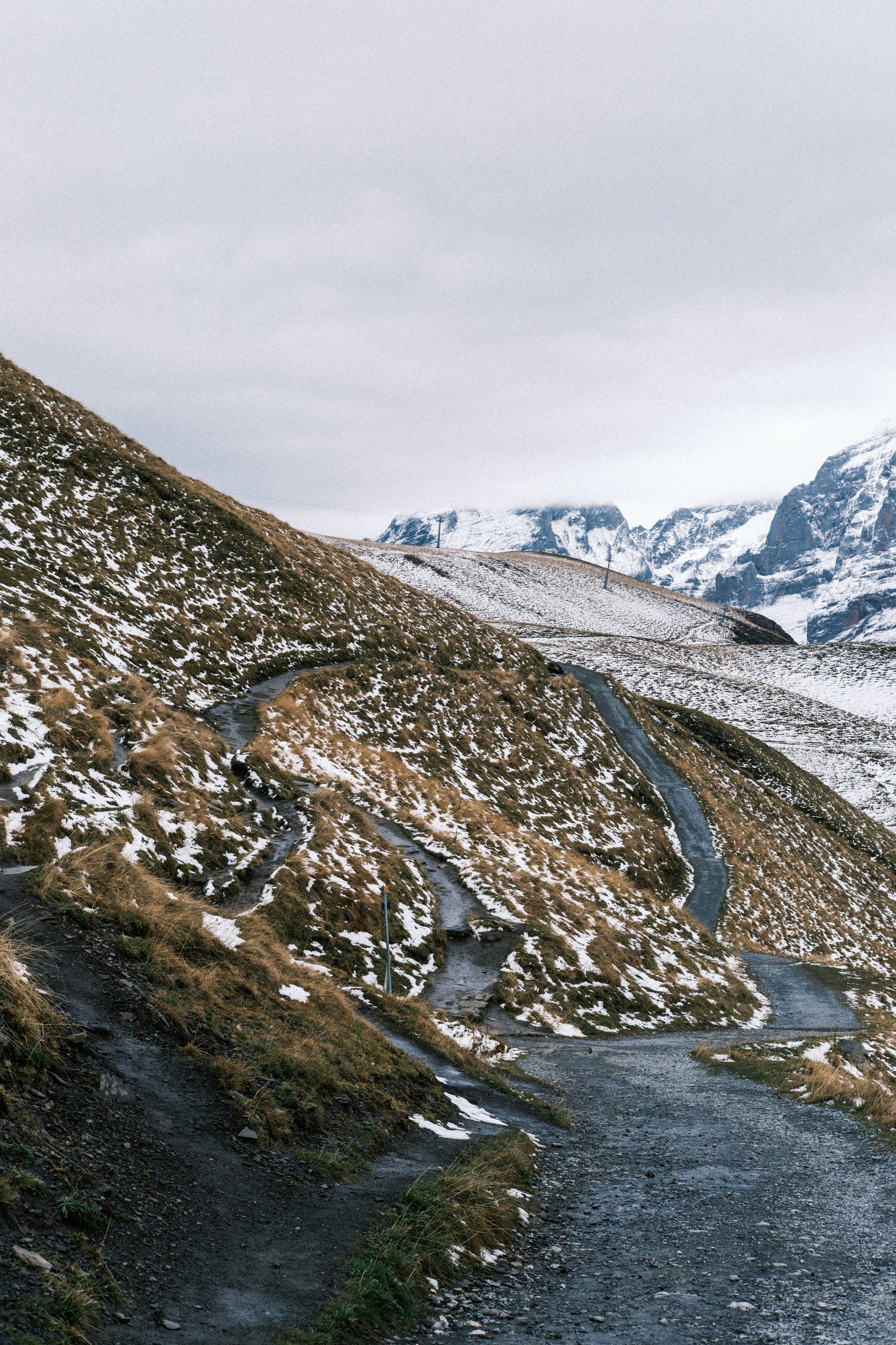 Winding Ridges under a Dusting of Snow
