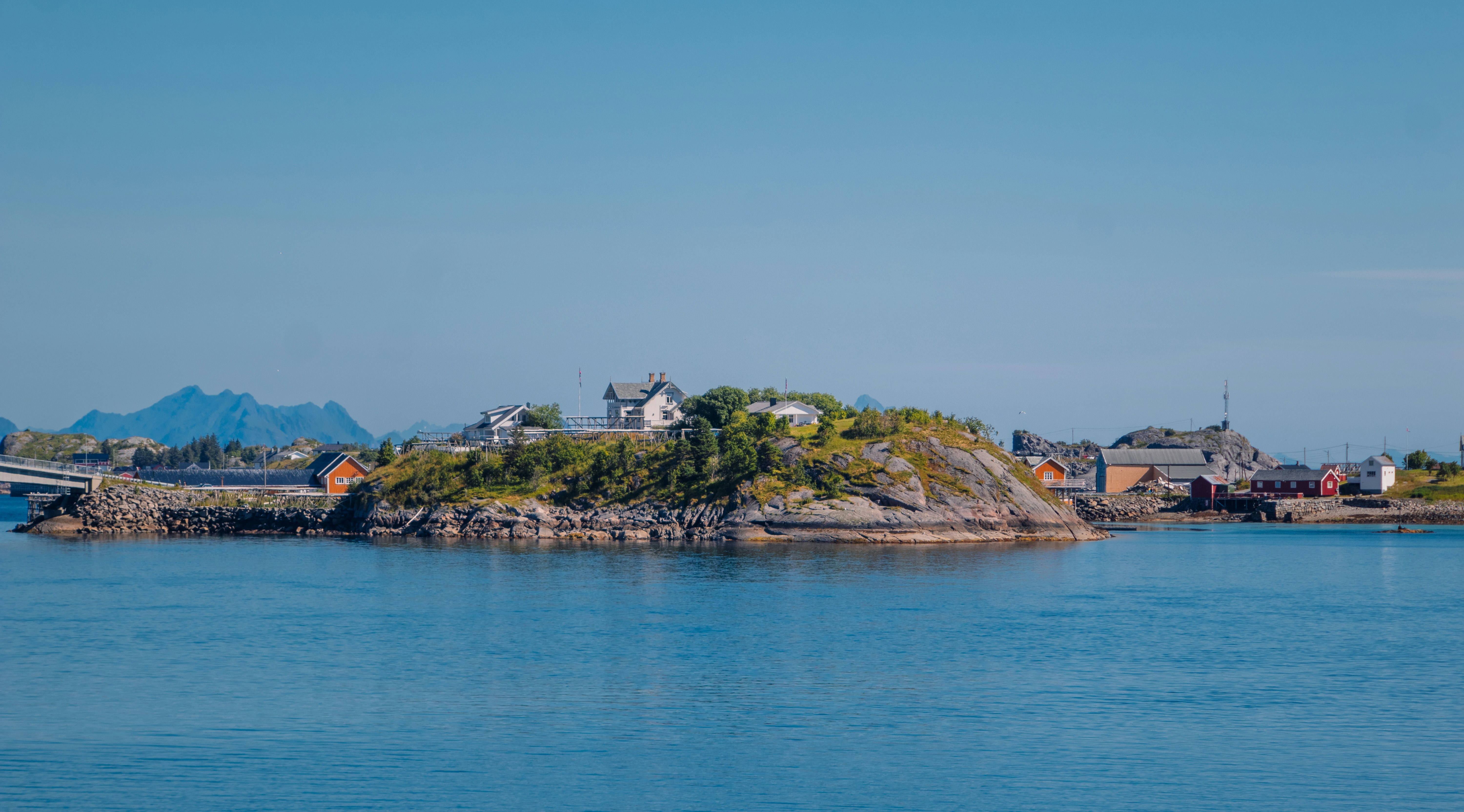 Coastal Island Village on a Calm Blue Sea